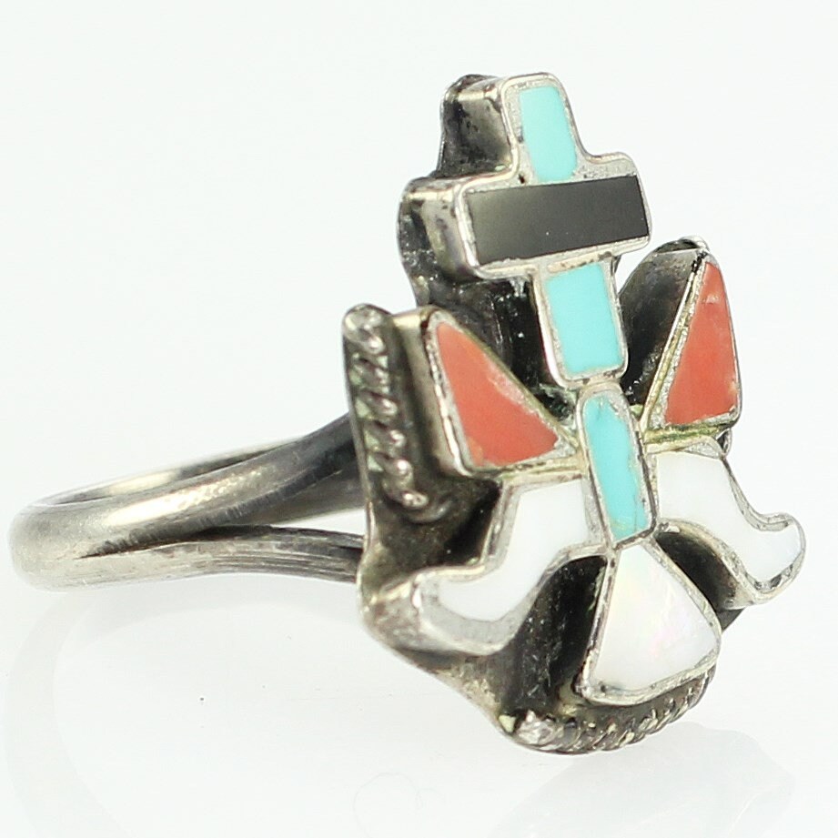 Sterling Knifewing Ring - Vintage Southwestern Ring Inlaid Turquoise ...
