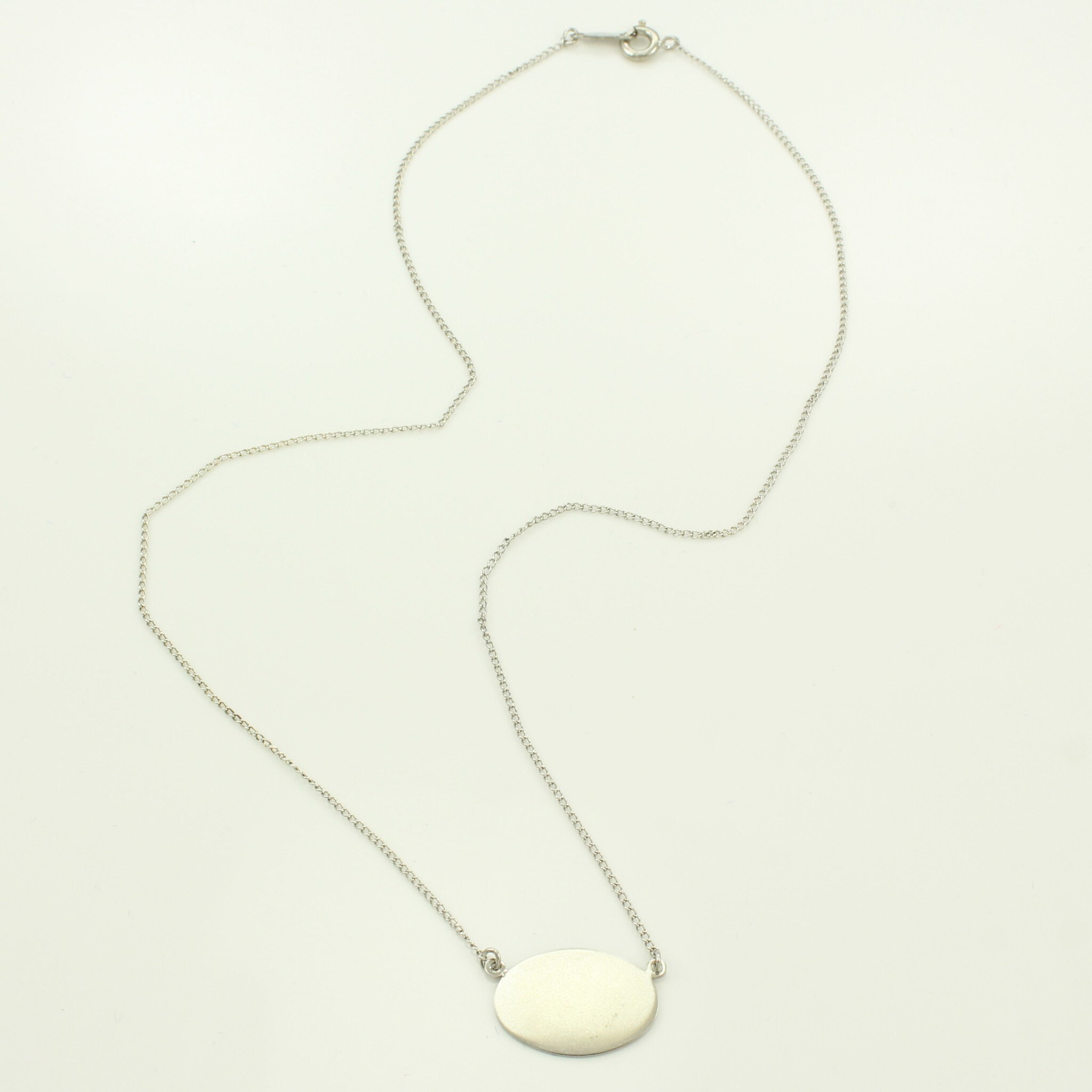 Sterling Monogram Necklace - Vintage Ballou Silver Engravable Oval Disk ...