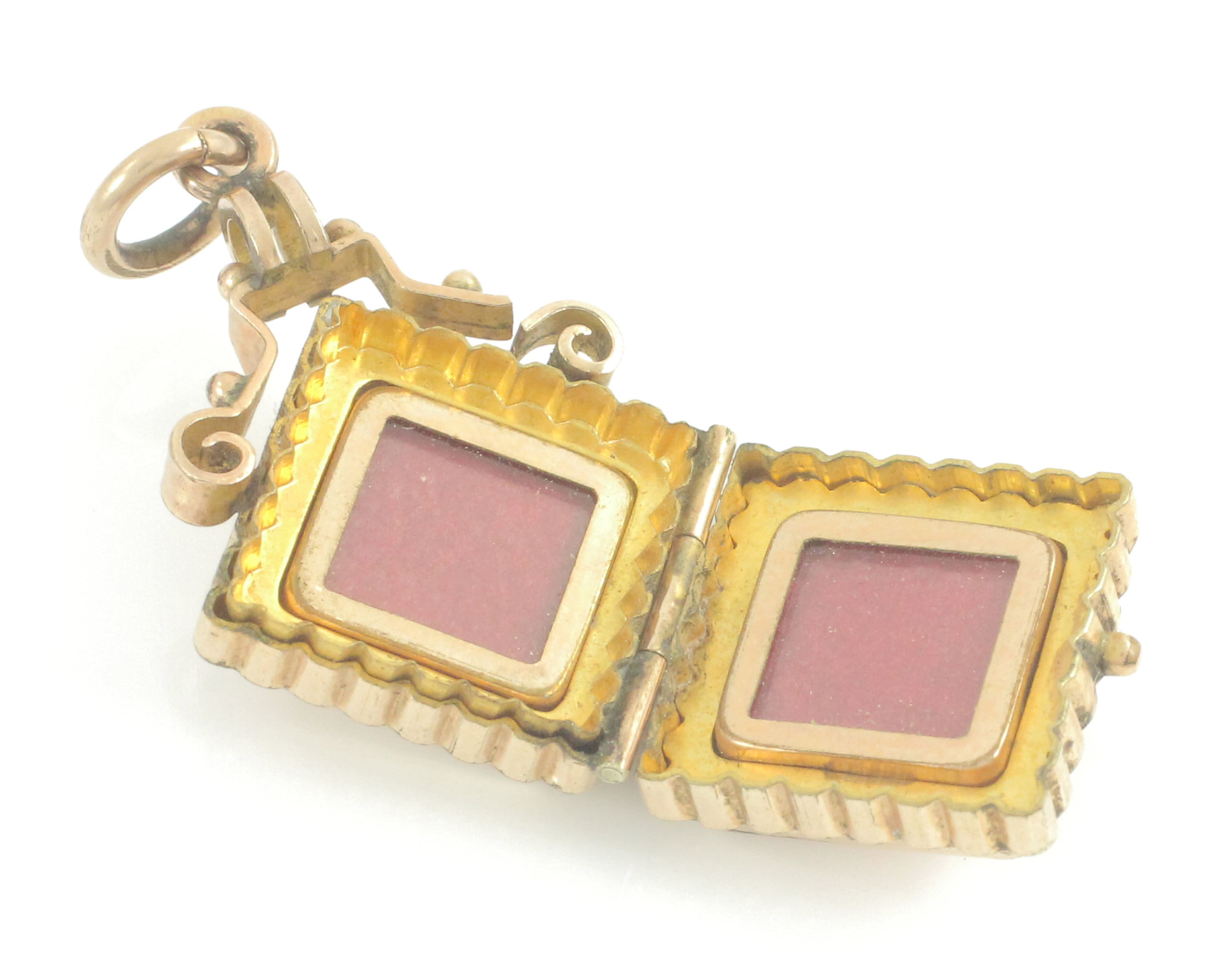 Antique Gold Filled Locket Pocket Watch Fob, Engraved Victorian 10K GF ...