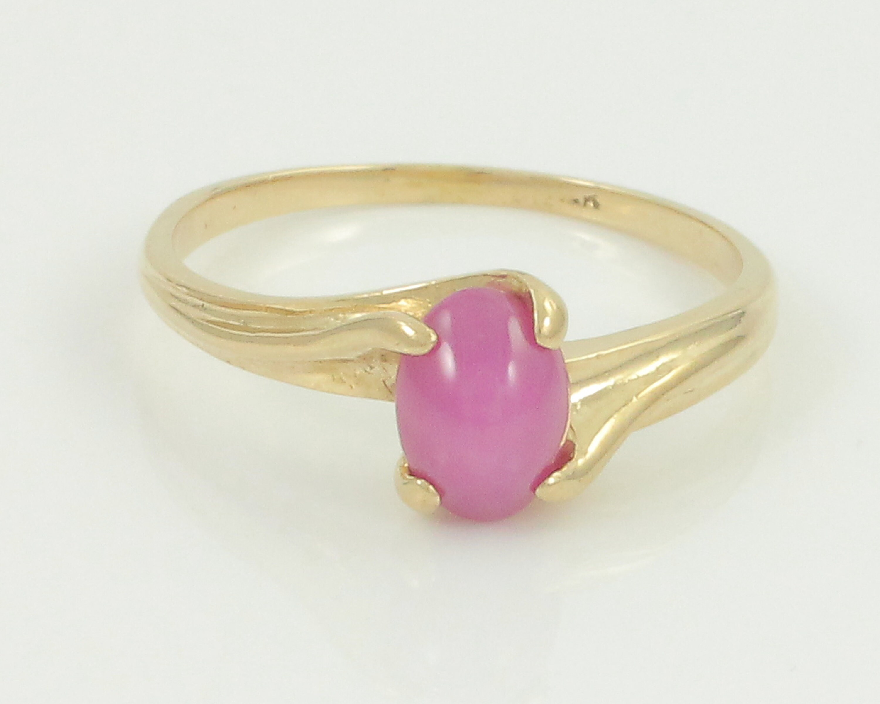 Vintage 14K Bypass Created Star Ruby Ring, 1970s 14K Gold Lab Created ...