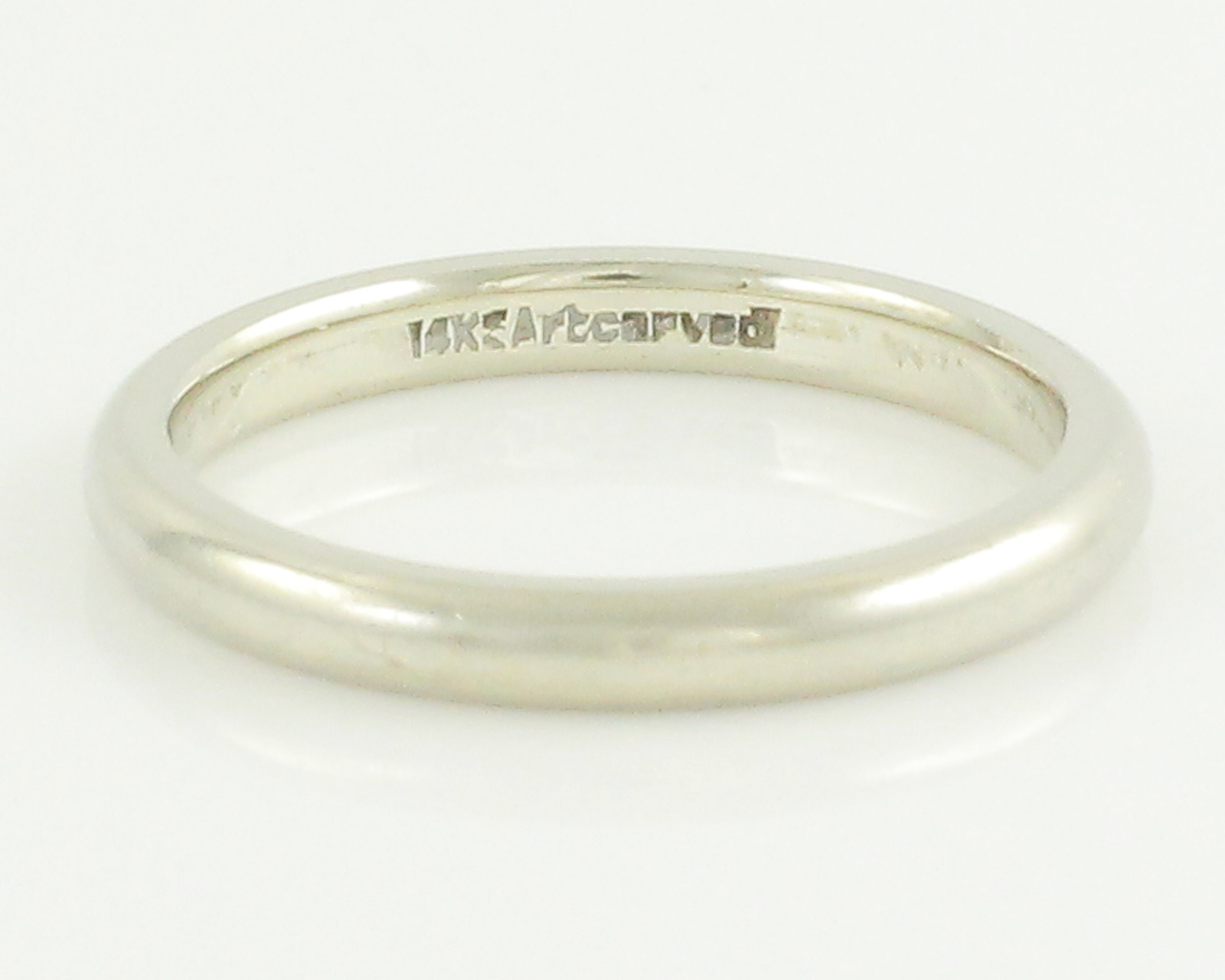 14k Vintage Wedding Ring- White Gold Artcarved Band 1.9 mm Band - Size ... 14k Vintage Wedding Ring- White Gold Artcarved Band 1.9 mm Band - Size ...