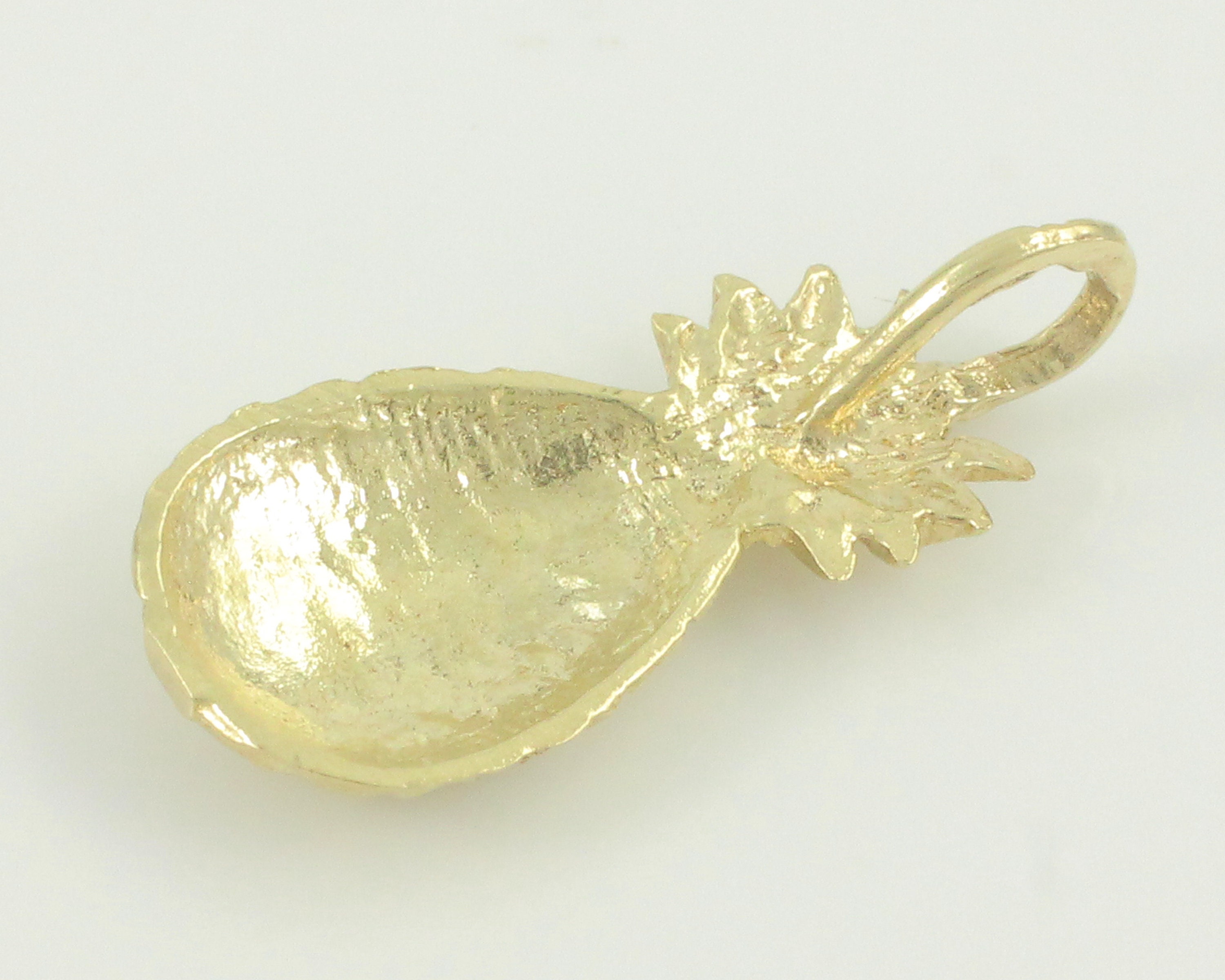 Vintage 10K Pineapple Pendant, 1980s 10K Diamond Cut Pineapple Charm, 10K Yellow Gold Pineapple ...