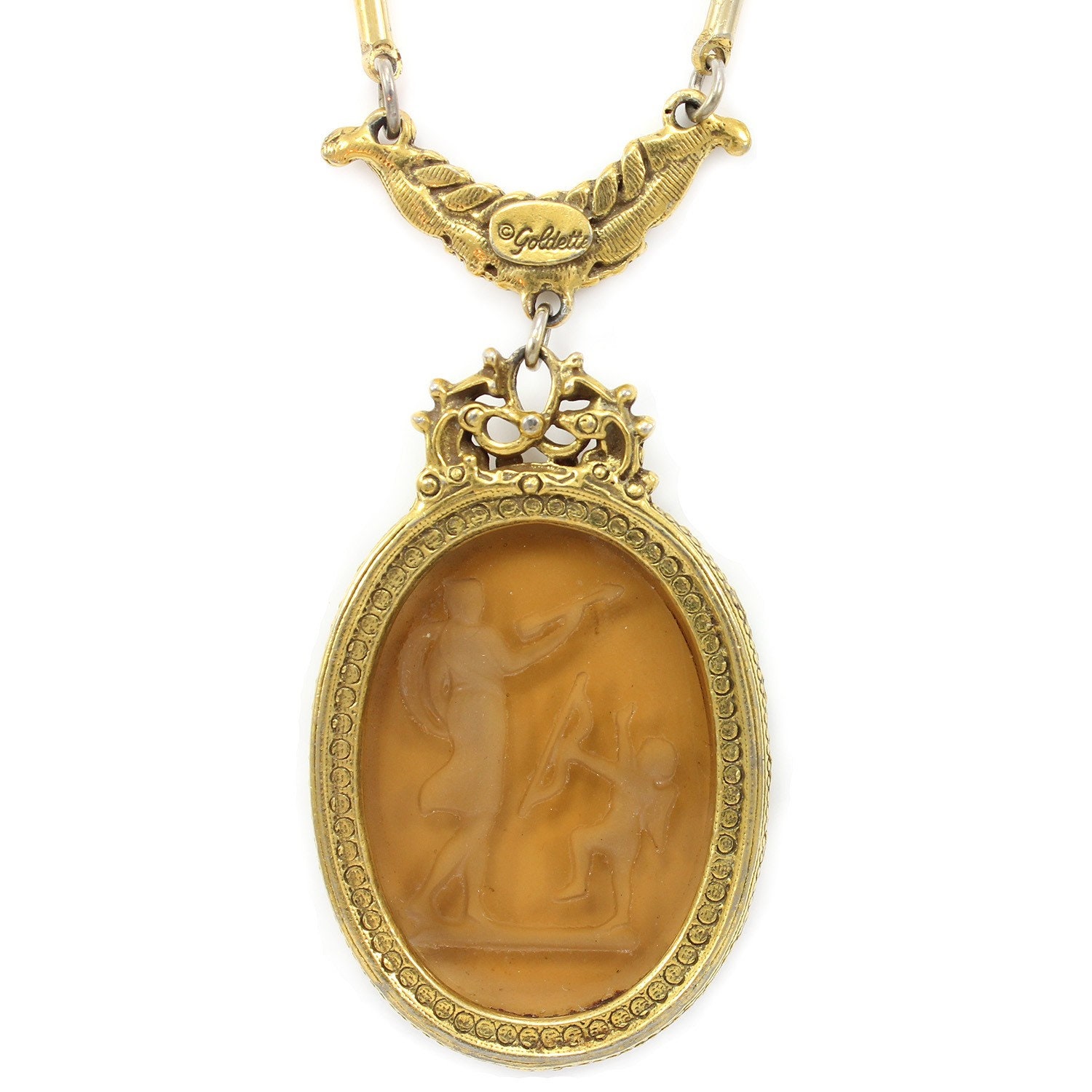 Vintage Goldette Goldtone Cupid and Venus Intaglio Glass Pendant ... Vintage Goldette Goldtone Cupid and Venus Intaglio Glass Pendant ...