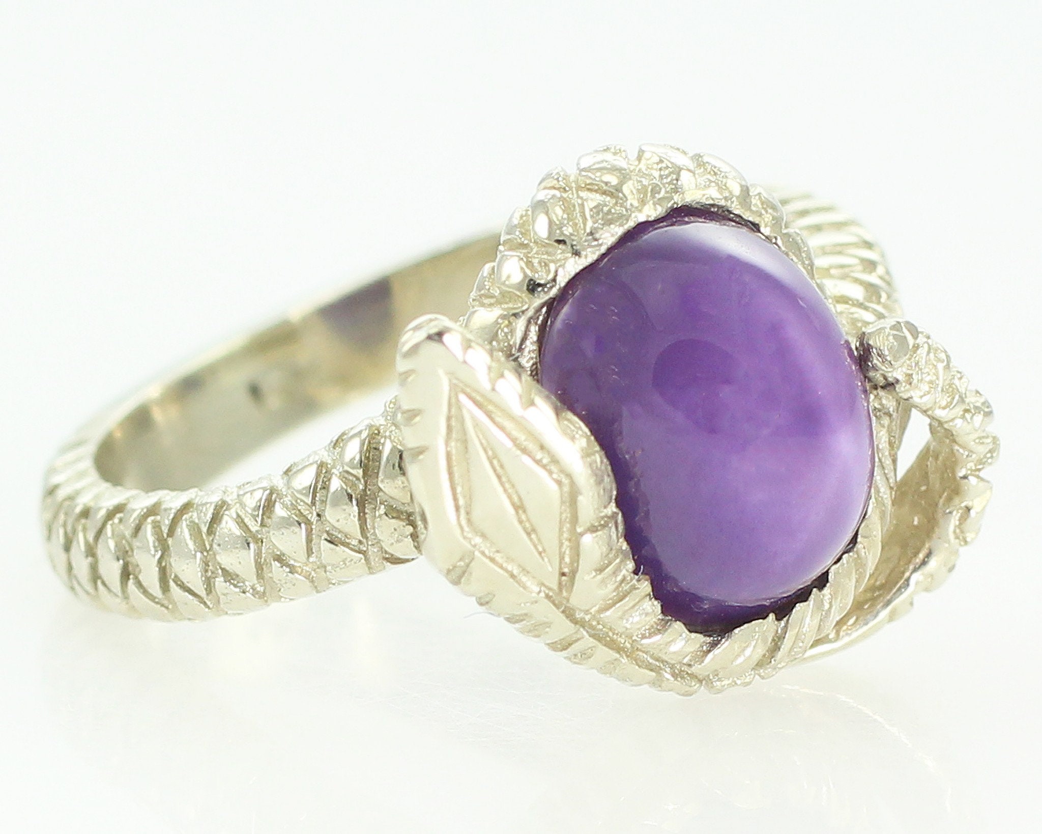 Vintage Snake Ring 14k White Gold Linde Star Ruby - Lab Created Star ...