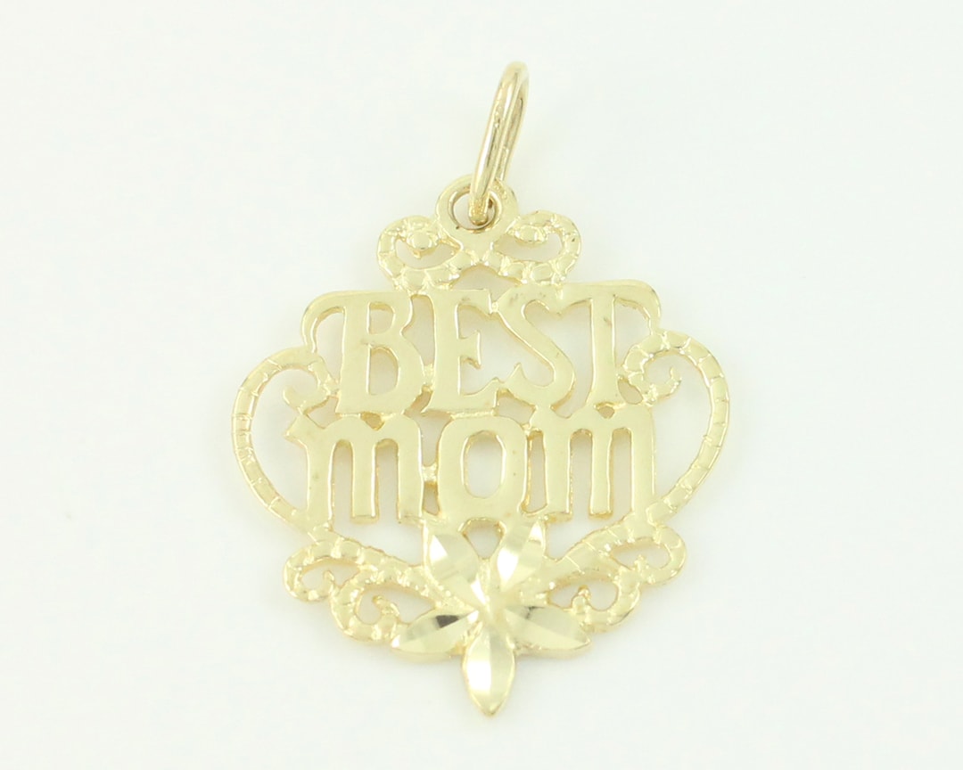 Vintage 14K Best Mom Pendant, 14K Yellow Gold Mom Charm, Vintage 14K ...