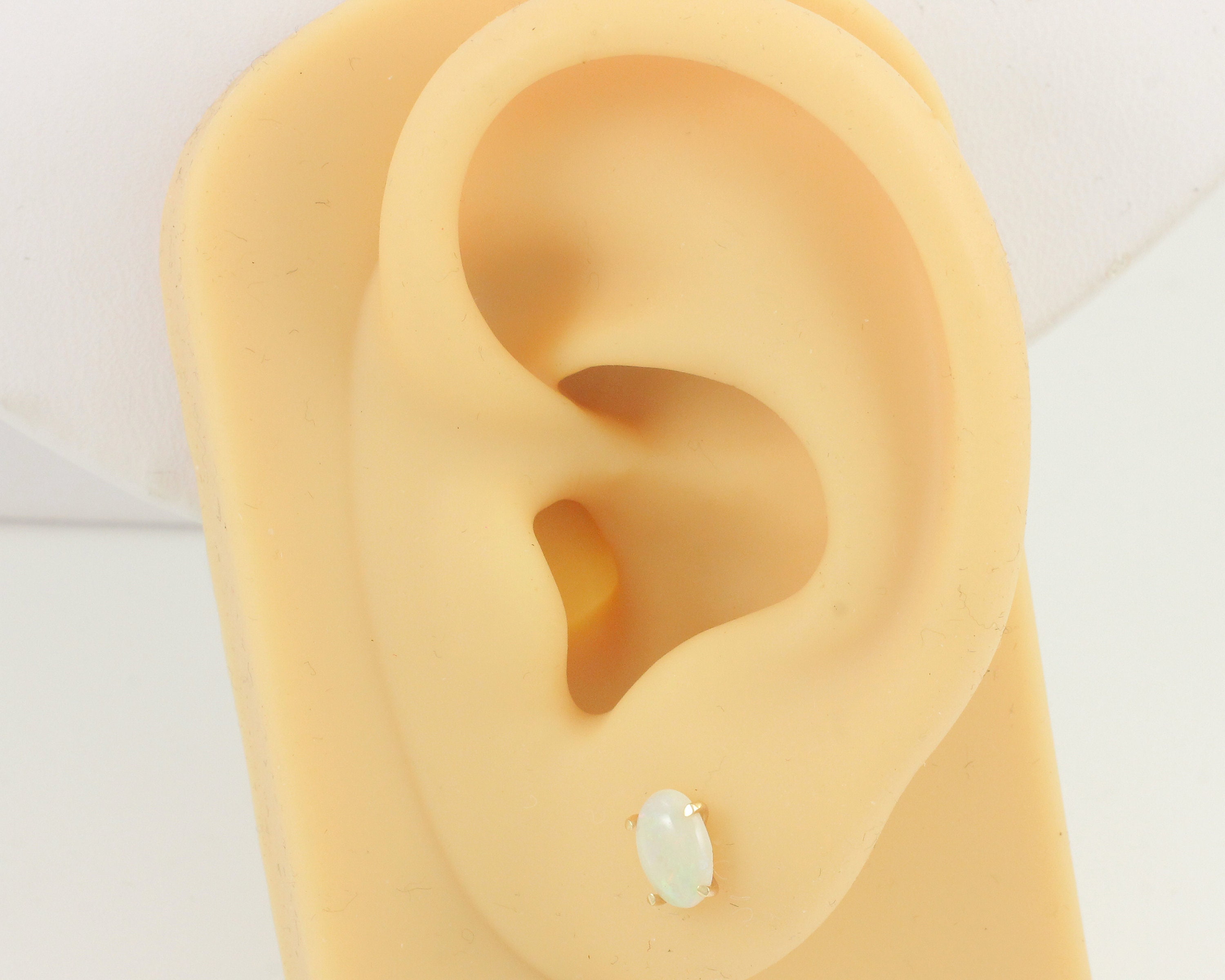 Vintage 14K Translucent Opal Stud Earrings, Dainty Crystal Opal 14K ...