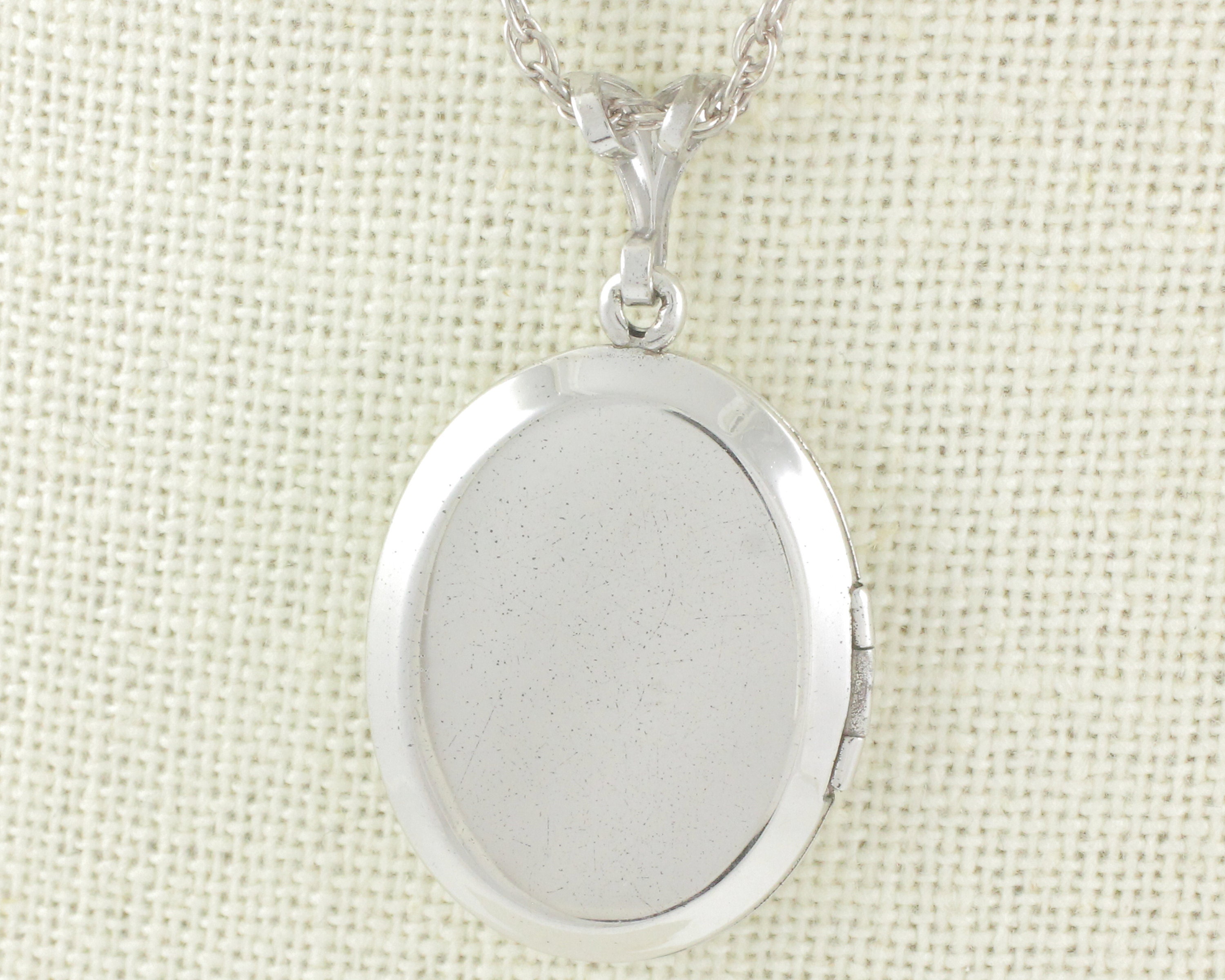 Engraved Oval Locket Sterling Silver - B.A. Ballou Flower Scroll ...
