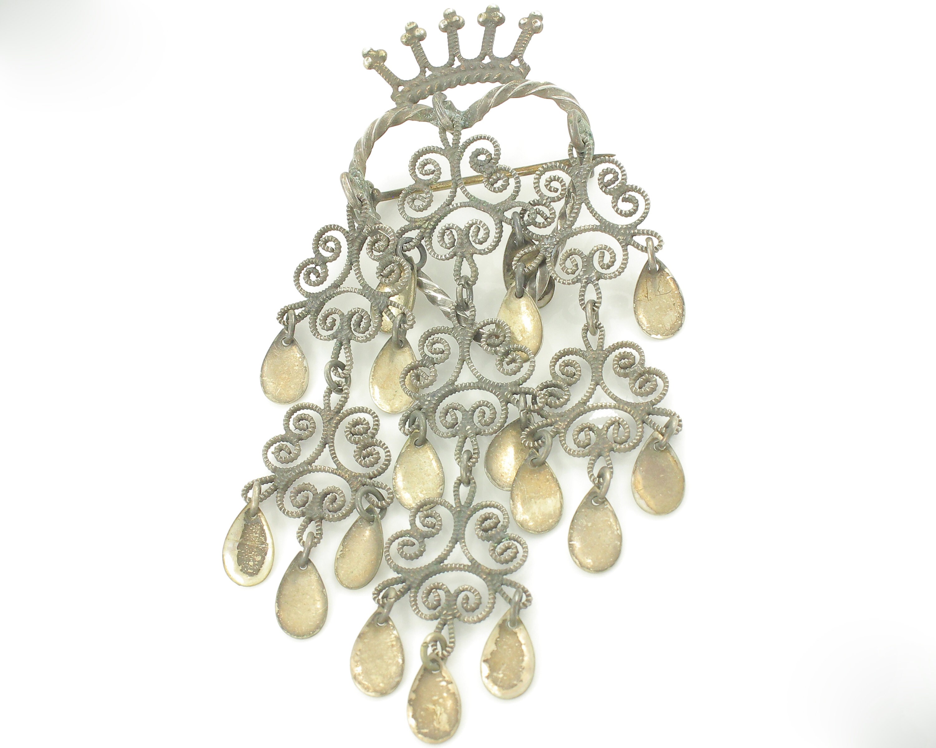 Antique Norwegian Silver Solje Brooch, 830 Silver Norwegian Heart Crown ...