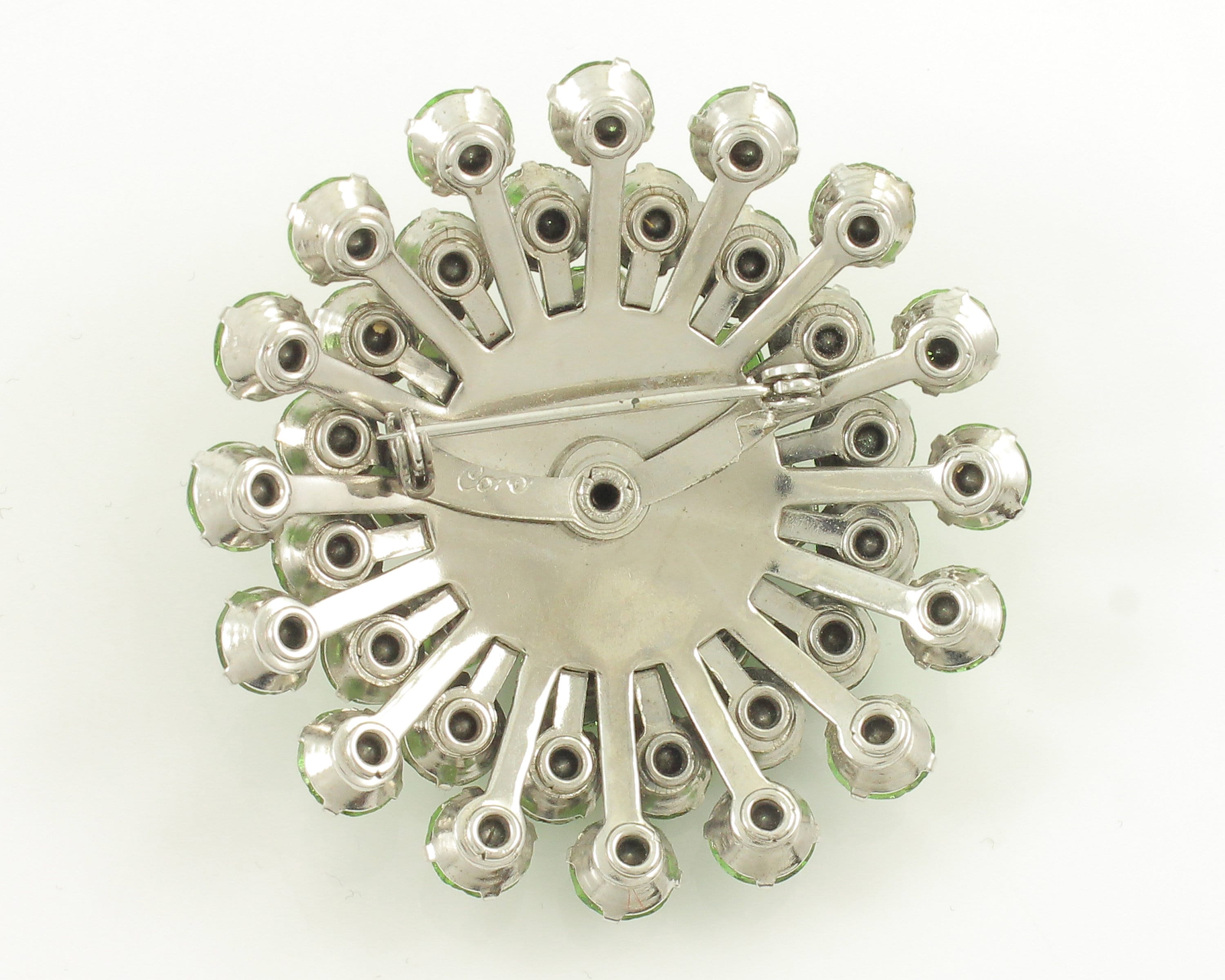 Vintage Coro Green Rhinestone Starburst Brooch, Coro Spring Green Pin ...