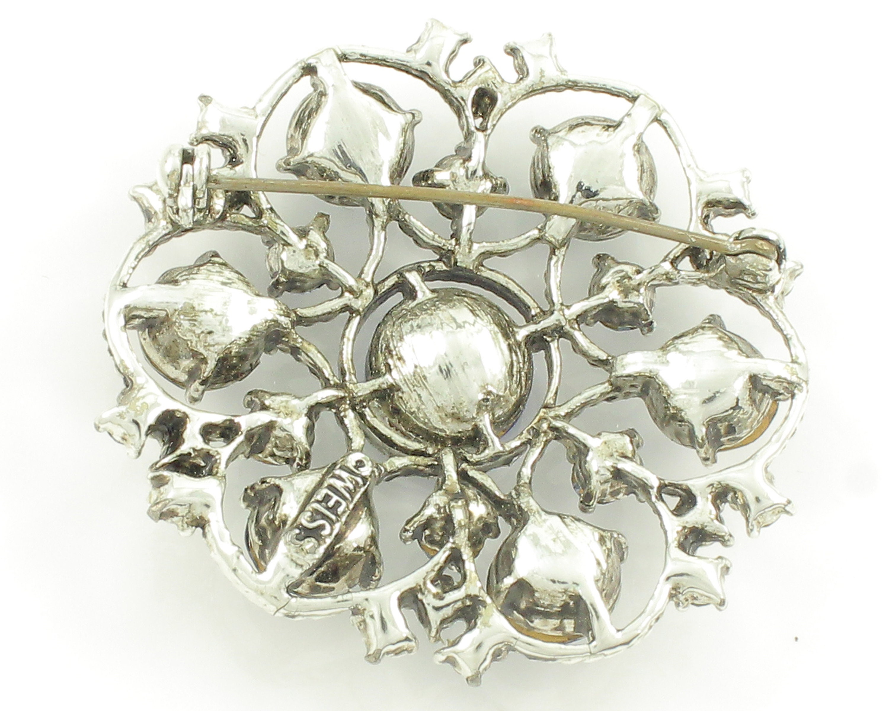 Vintage Weiss Blue Rhinestone Brooch, Vintage Round Weiss Blue Brooch ...