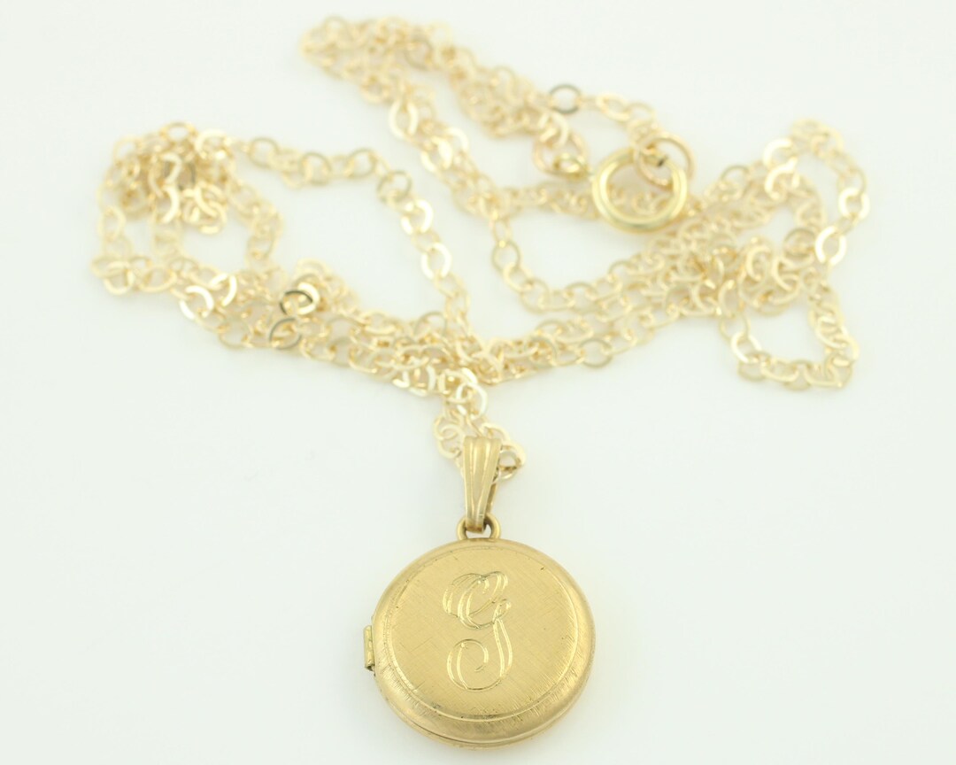 Vintage 14K Gold Filled Overlay Tiny Locket Necklace, Vintage G Initial ...