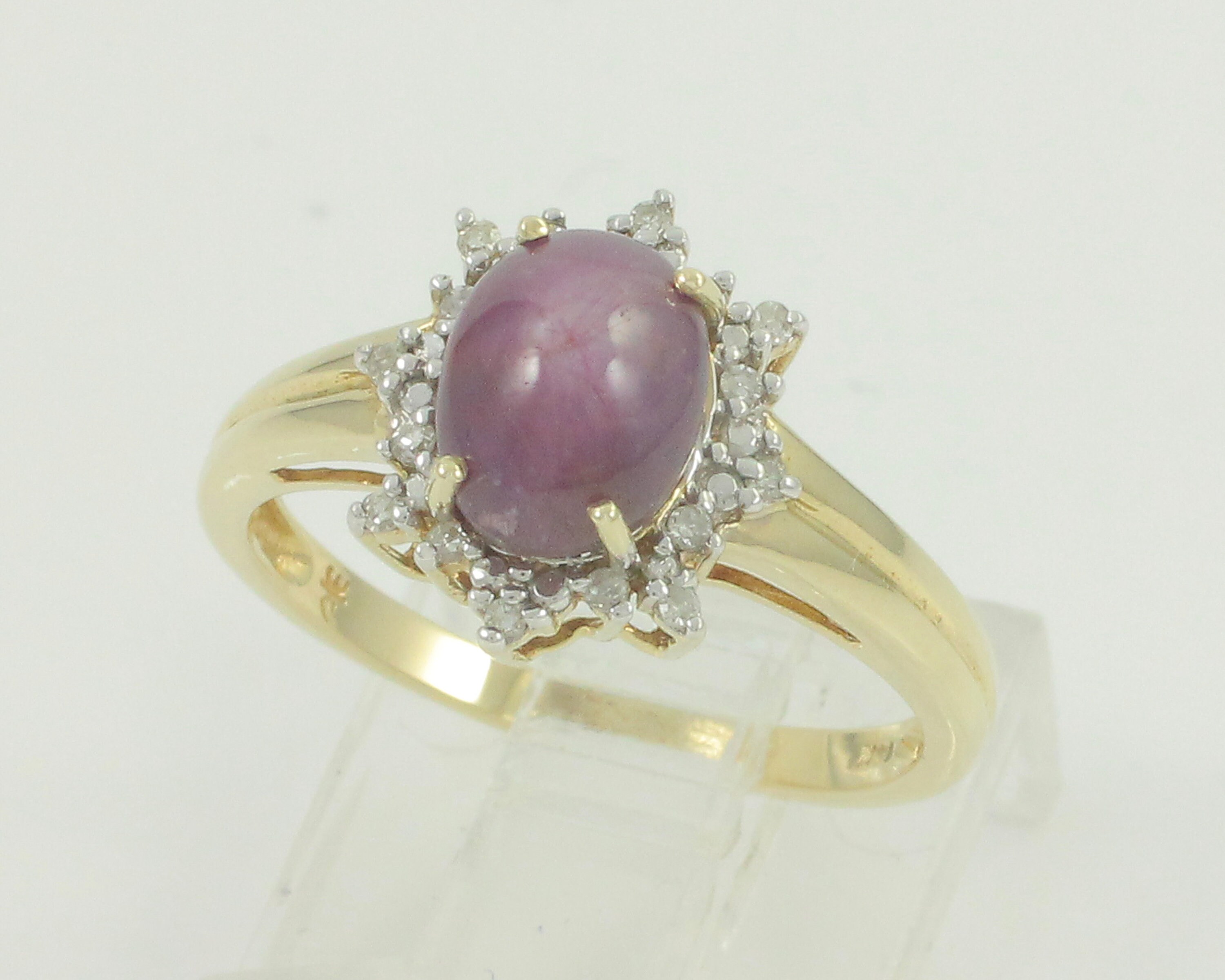 Vintage 14K Natural Star Ruby Diamond Ring, Mid Century Modern 14K Star ...