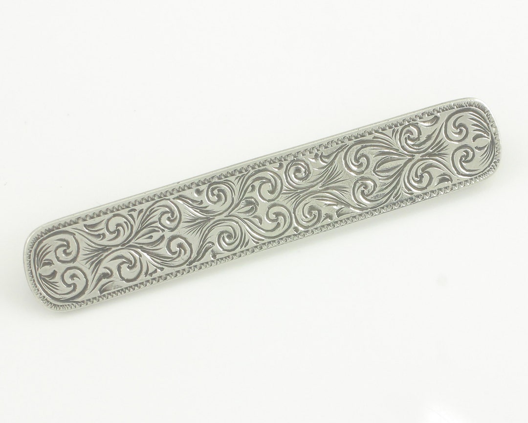 Victorian Sterling Silver Engraved Bar Pin Brooch: Scroll Design - Etsy