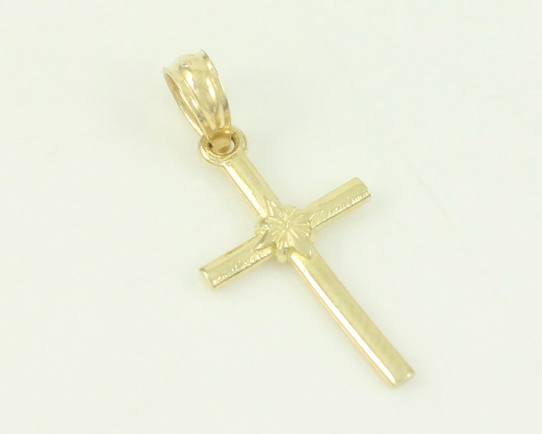 Vintage 14K Gold Cross Pendant, 14K Yellow Gold Cross Necklace Pendant ...