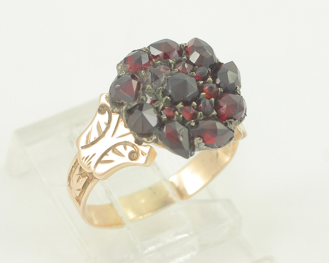 Vintage Bohemian Garnet Cluster Ring Victorian Almandite - Etsy