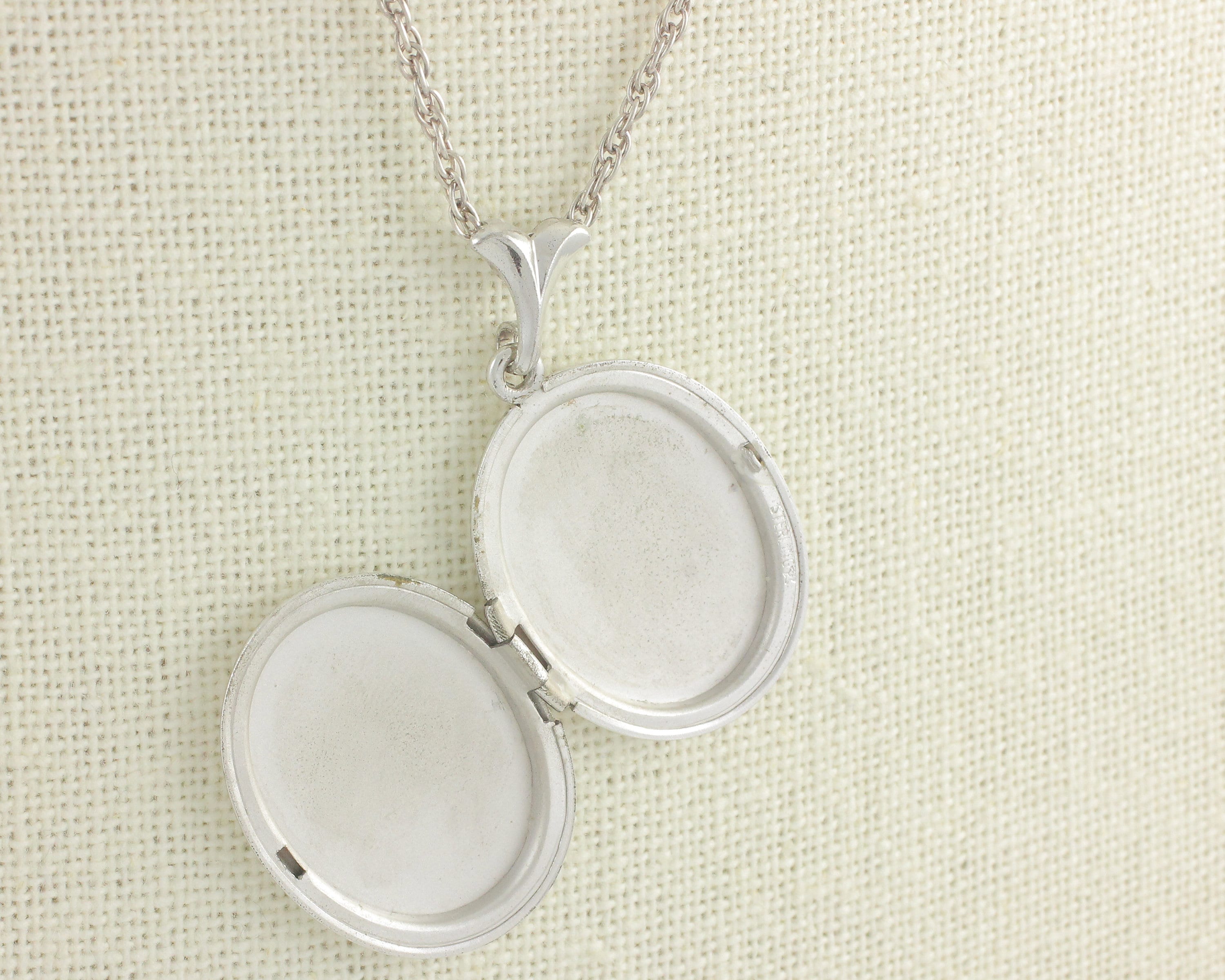 Engraved Oval Locket Sterling Silver - B.A. Ballou Flower Scroll ...
