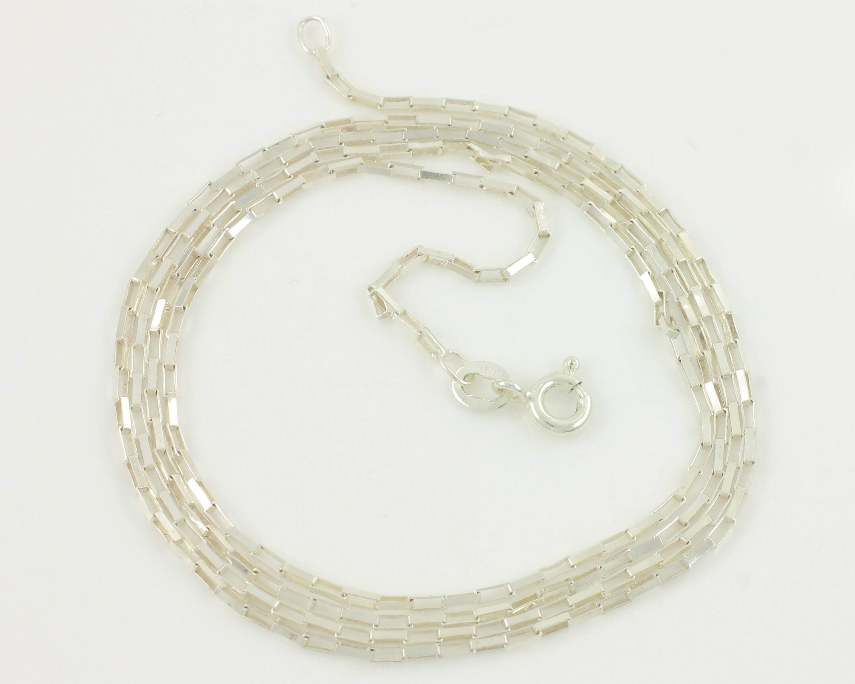 Vintage 925 Silver 24 Inch Paper Clip Chain, 1980s Sterling Paper Clip ...