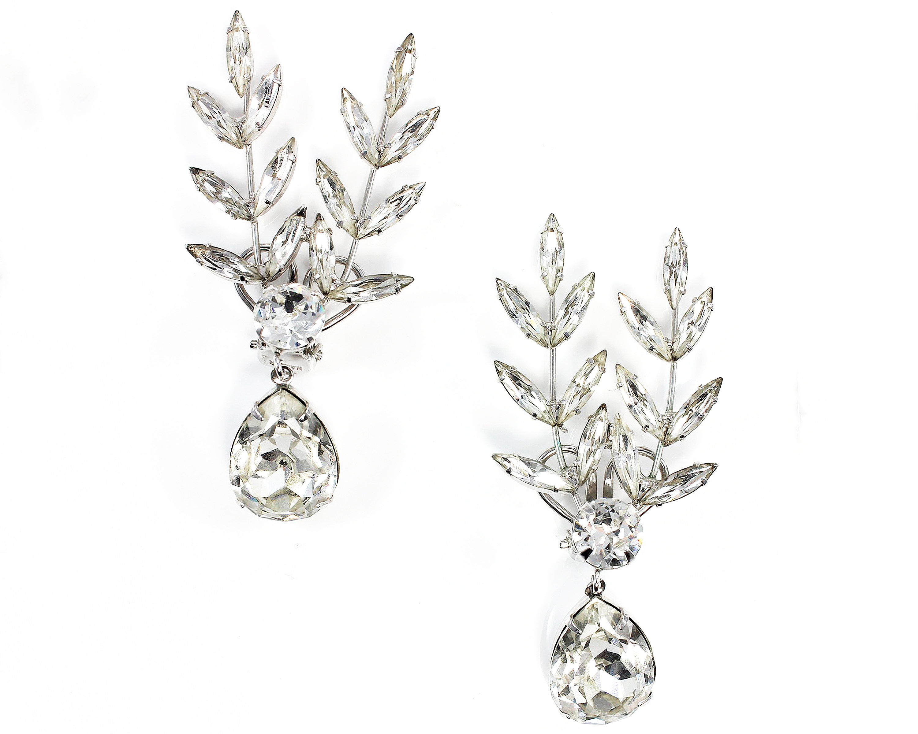 Vintage Signed Napier Dramatic Crystal Statement Ear Climber Earrings ...