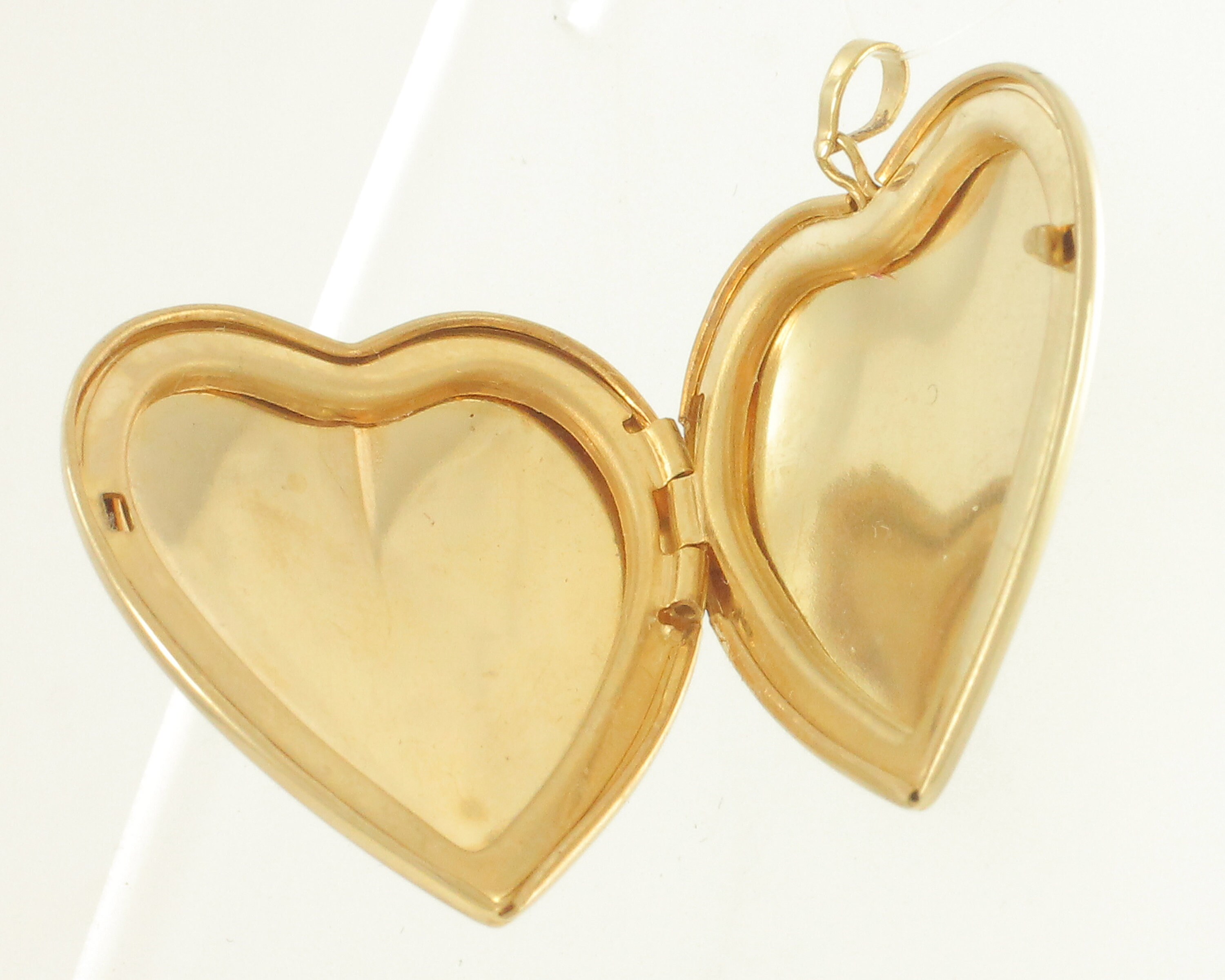 Large Vintage 14K Gold Heart Locket Pendant Hand Engraved Flowers - 585 ...