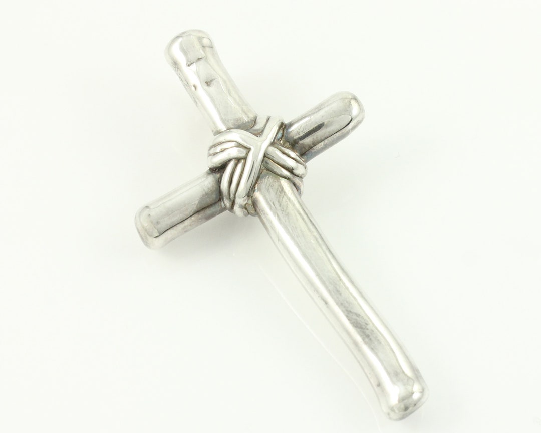 Vintage Bat-ami Sterling Cross Pendant, Large 925 Silver Electroform ...