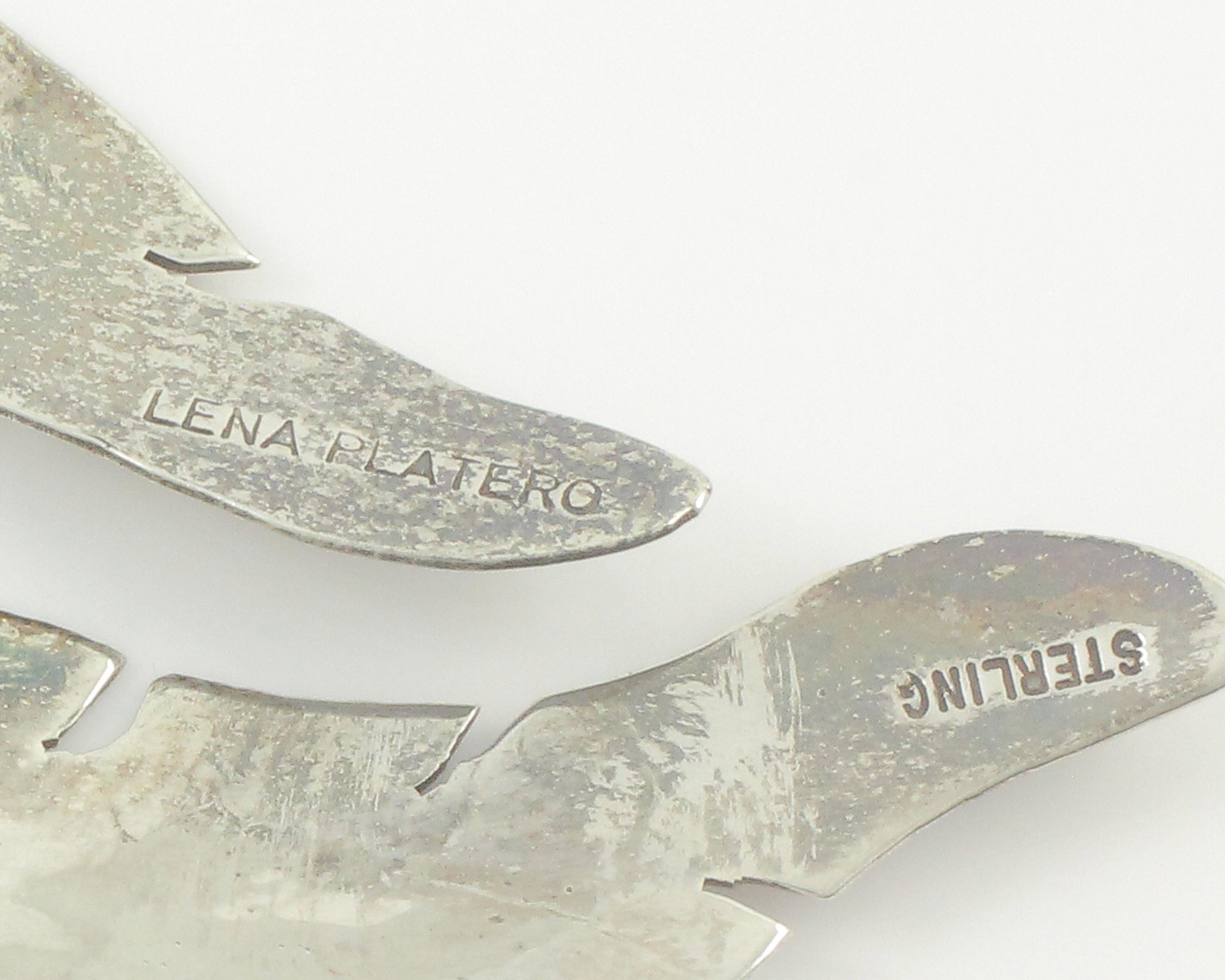 Vintage Lena Platero Sterling Feather Earrings, Platero Navajo 925 ...