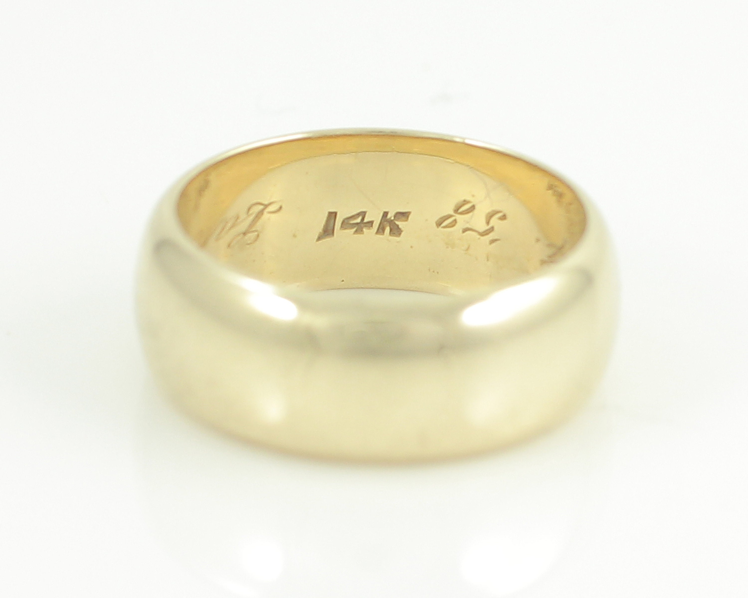 Vintage 14K Gold Wide Domed Wedding Band, 1950s Solid 14K Yellow Gold 7 ...