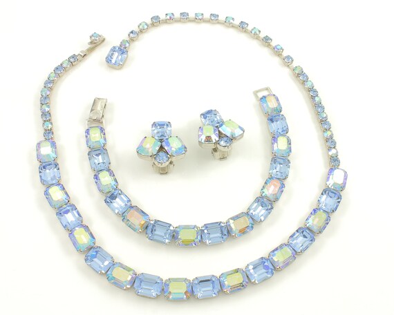 Vintage Weiss Blue Rhinestone Parure Weiss Blue AB Necklace - Etsy