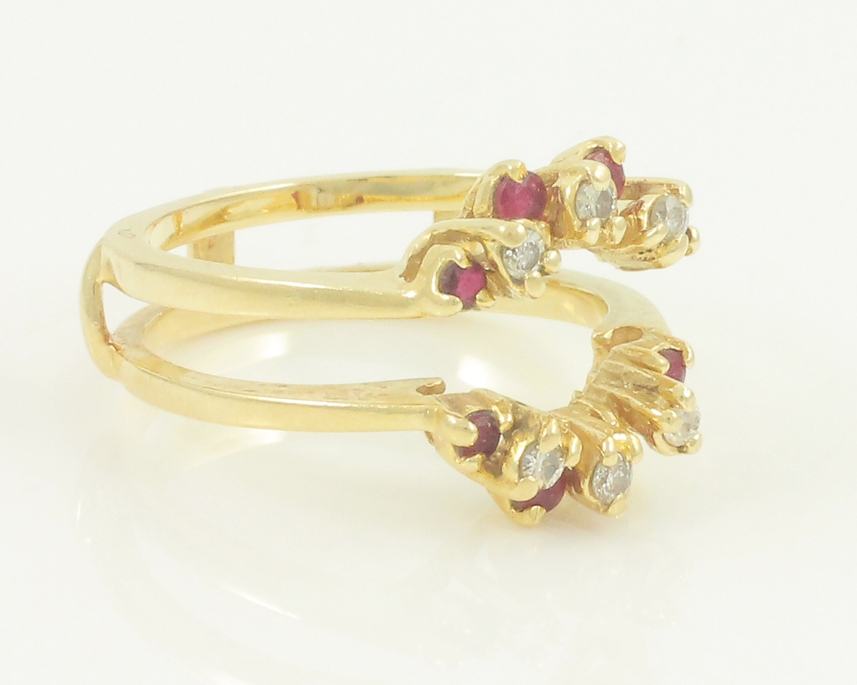 Vintage Diamond Ruby 14K Ring Guard, Vintage 14K .40 CT Ruby and .20 CT ...
