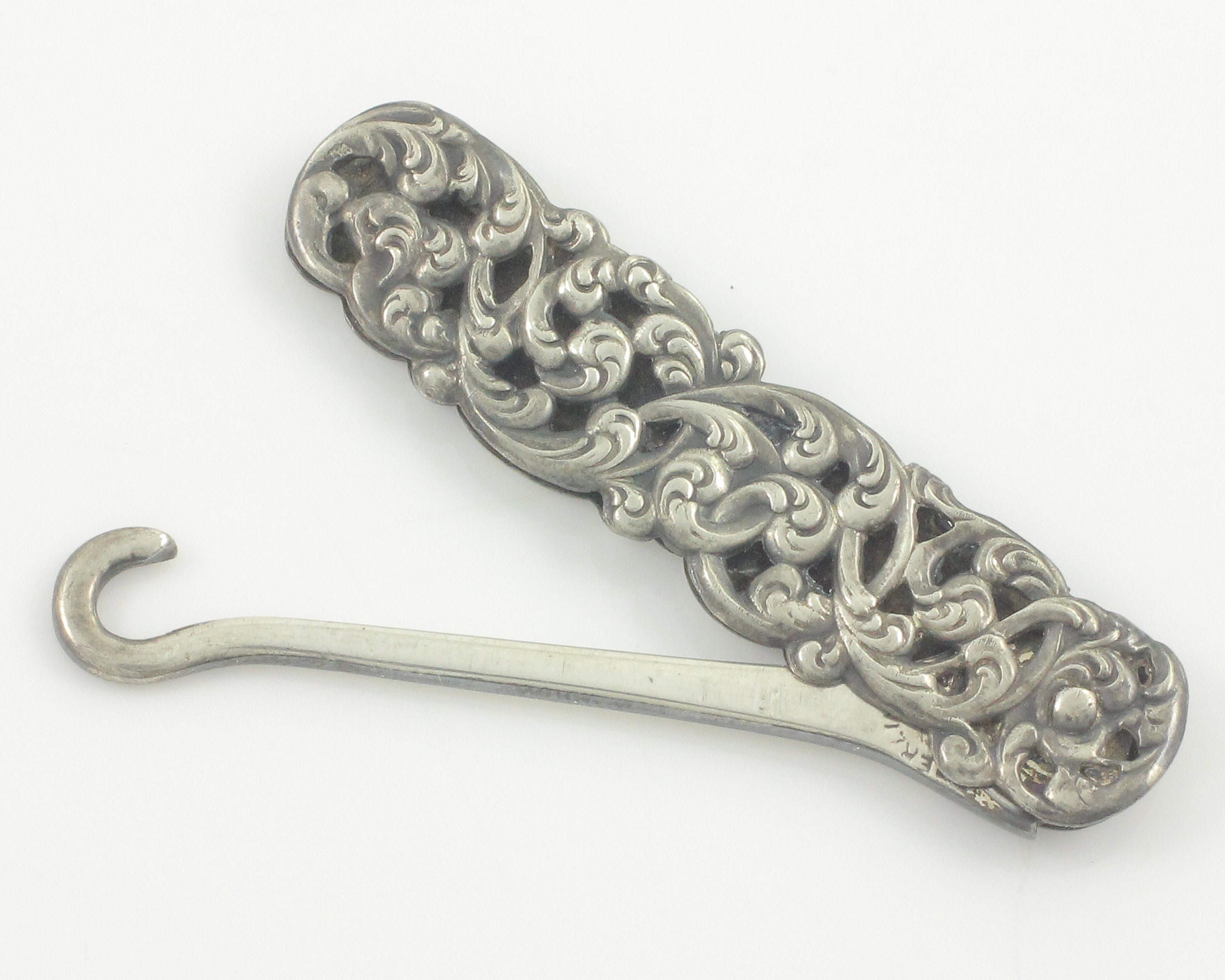 Victorian Unger Brothers Sterling Silver Folding Button Hook, Antique ...