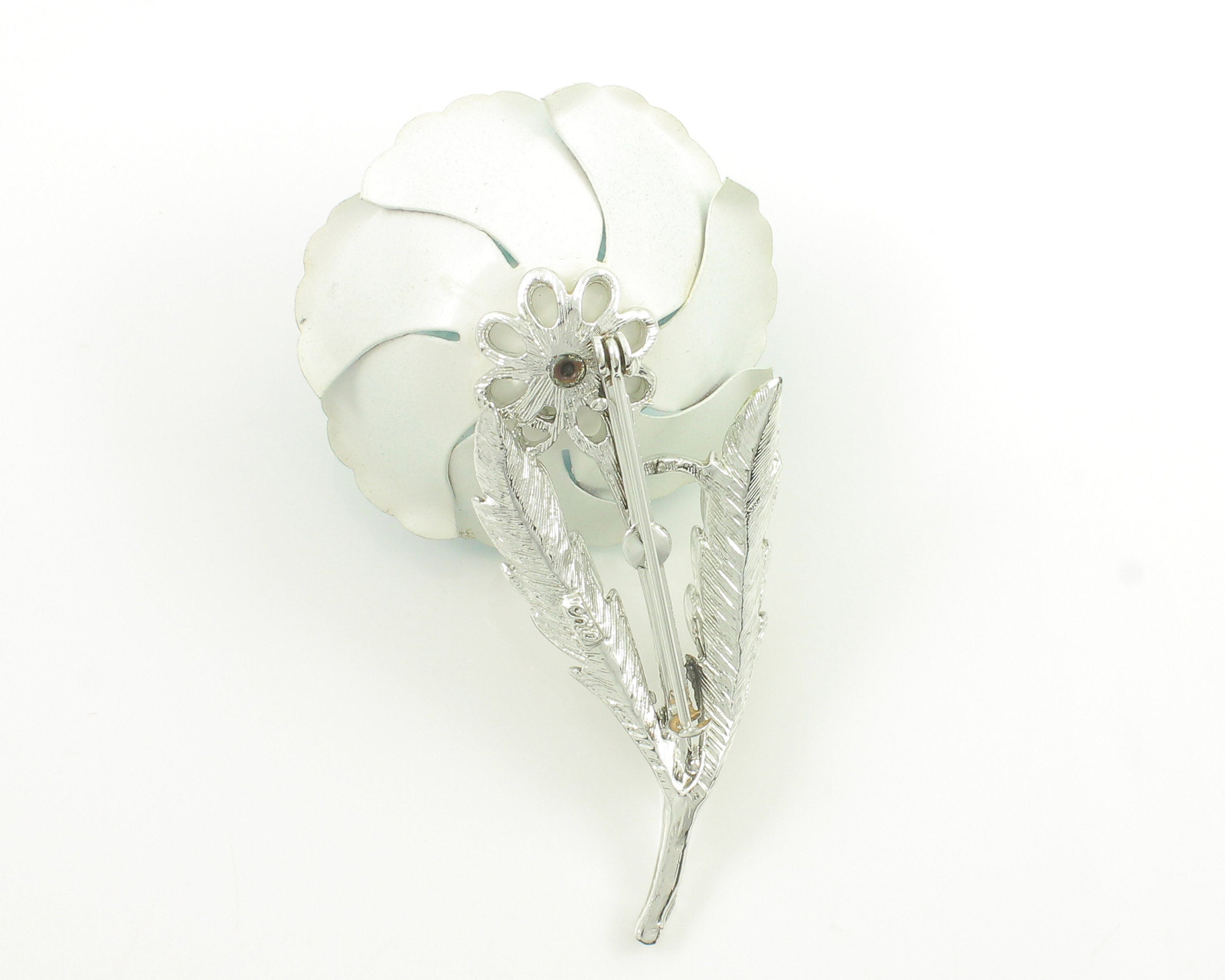 Vintage Coro Teal Enamel Flower Brooch, Coro Floral Pin, Something Blue ...