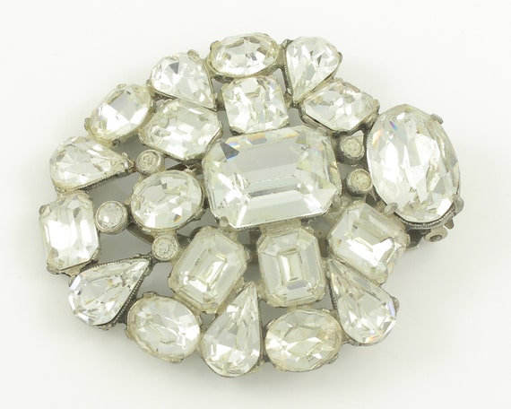 Vintage Art Deco Rhinestone Dress Clip: Oversized Hol… - Gem