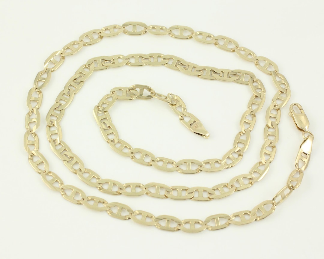 Vintage 14K Gold Mariner 24 Necklace Chain, Vintage Solid 14K Yellow ...