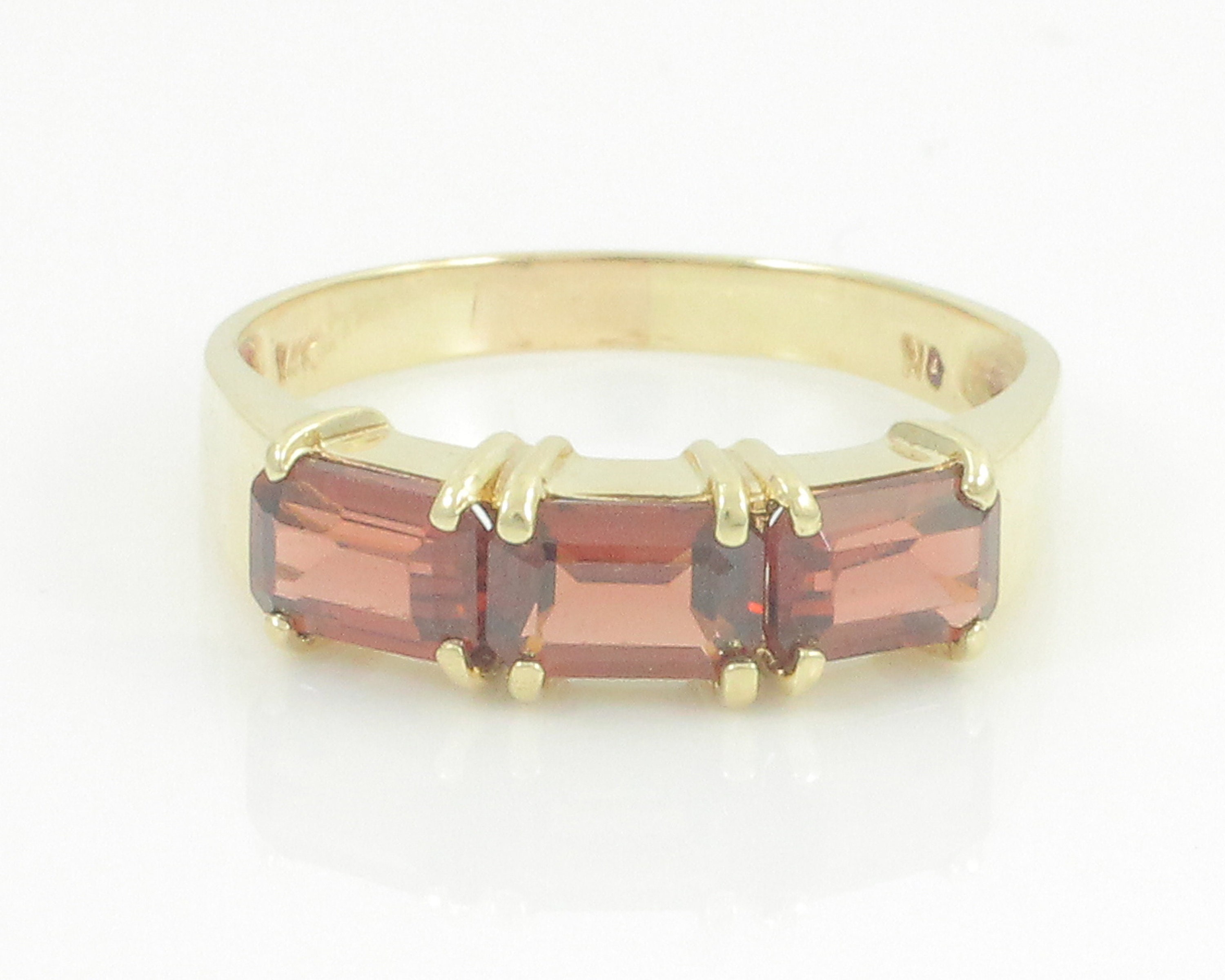 Vintage 14K Garnet Band, 1980s 14K Garnet Wedding Ring, Vintage 14K ...