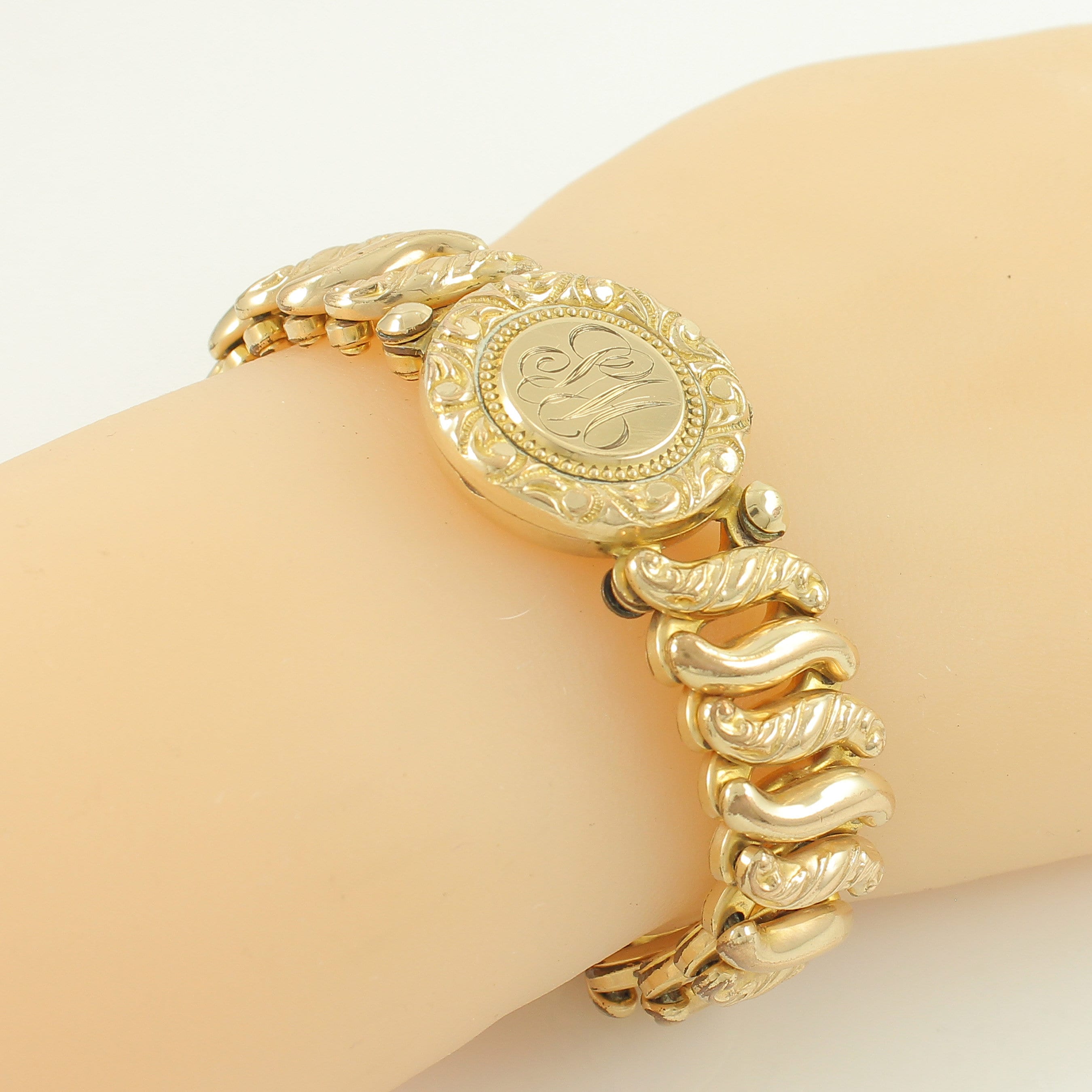 Vintage Locket Expansion Bracelet, WWII Era Monogrammed Locket ...