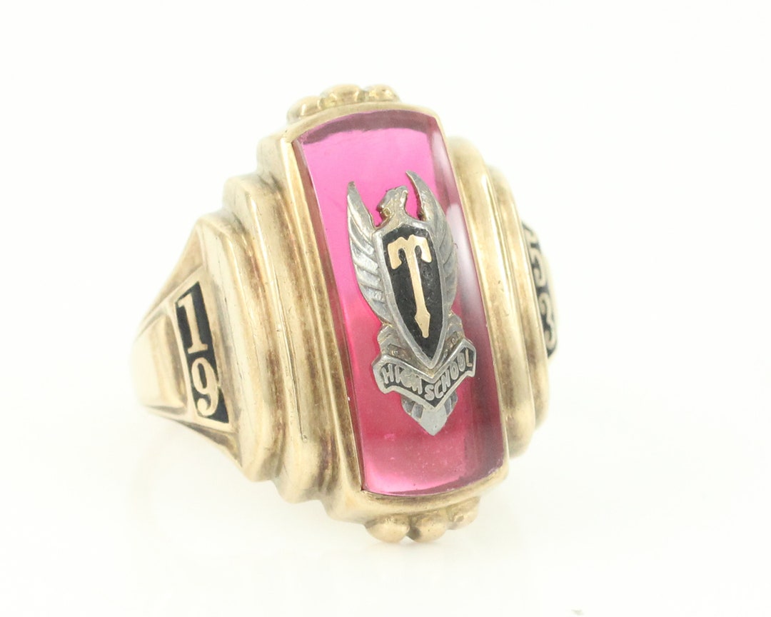 10K Gold Class Ring 1953 Tanner High School, Vintage 10K Yellow Gold ...