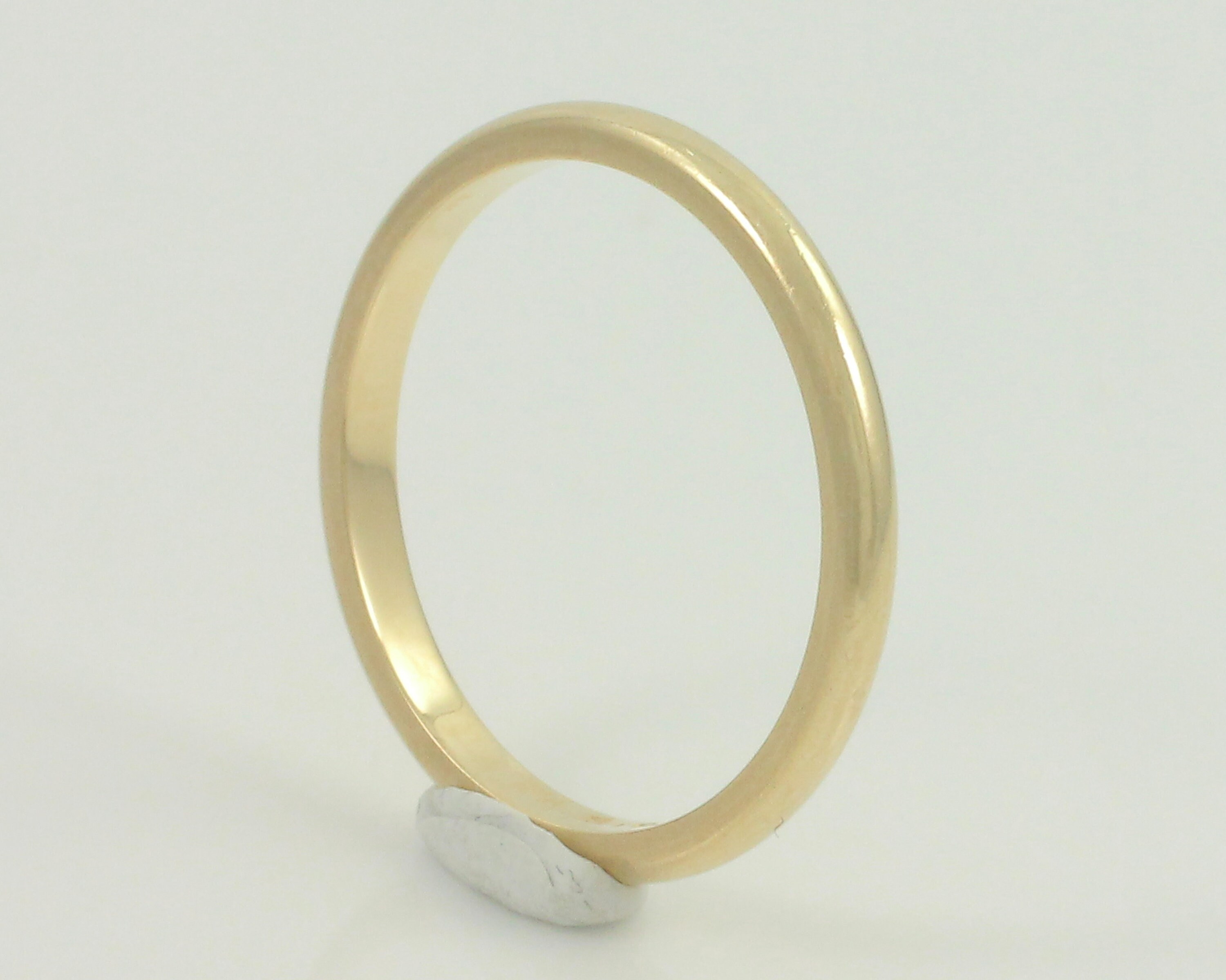 Vintage 14K Gold Wedding Ring, 14K 1.8 mm Wide Domed Band Flat Edge ...