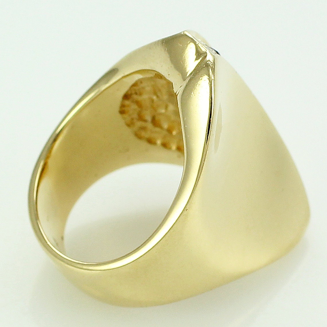 1980s Bold Gold 14K Sapphire Ring - Heavy Yellow Gold Sculptural Ring ...