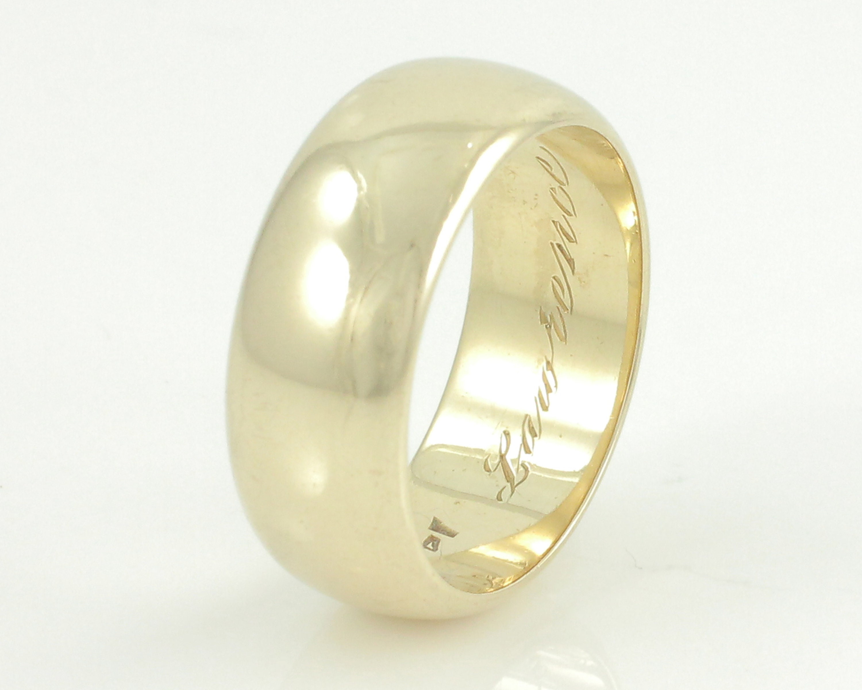Vintage 14K Gold Wide Domed Wedding Band, 1950s Solid 14K Yellow Gold 7 ...