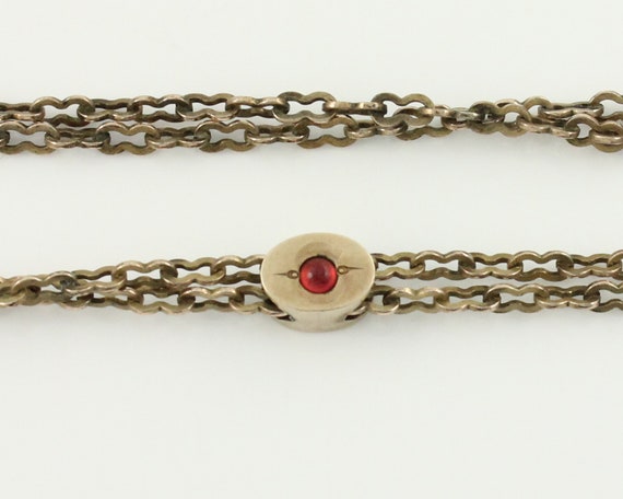 Antique Watch Chain, Victorian Red Glass Gold Filled … - Gem