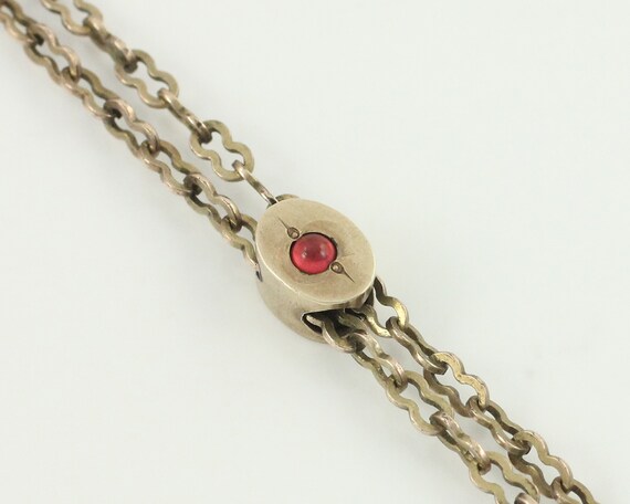 Antique Watch Chain, Victorian Red Glass Gold Filled … - Gem