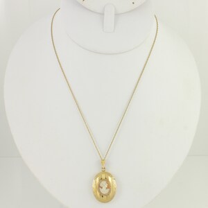 Vintage Gold Filled Cameo Locket Necklace, 1930s Lestage Shell Cameo ...