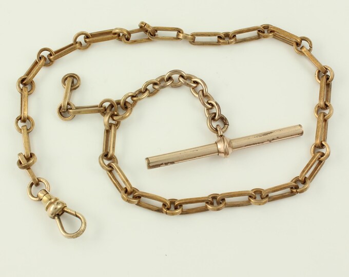 Antique Single Albert Watch Chain, Vintage 12K Gold Filled Pocket Watch ...