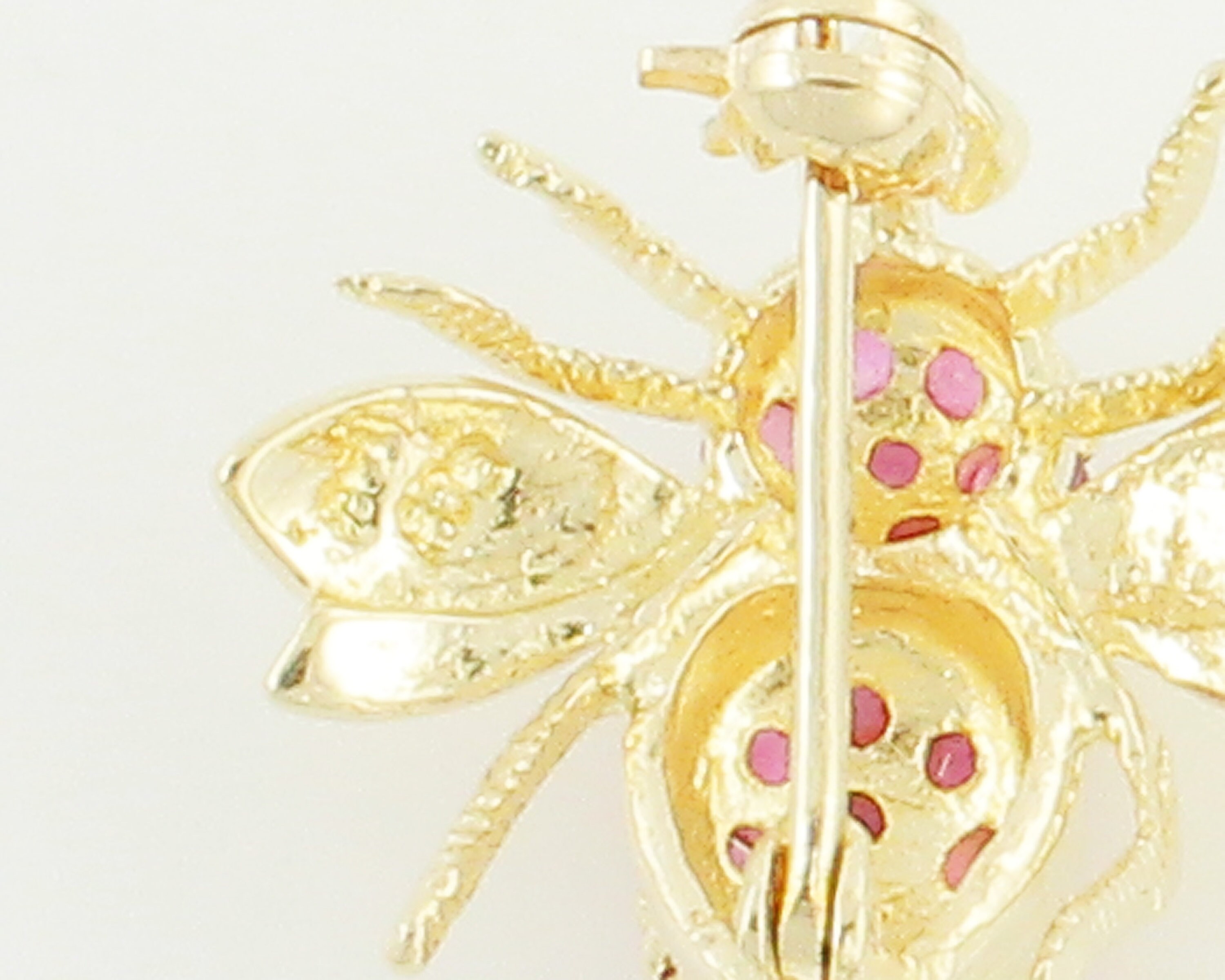14K Gold Ruby Bee Pin - Yellow Gold Enhanced Ruby Honey Bumble Bee ...