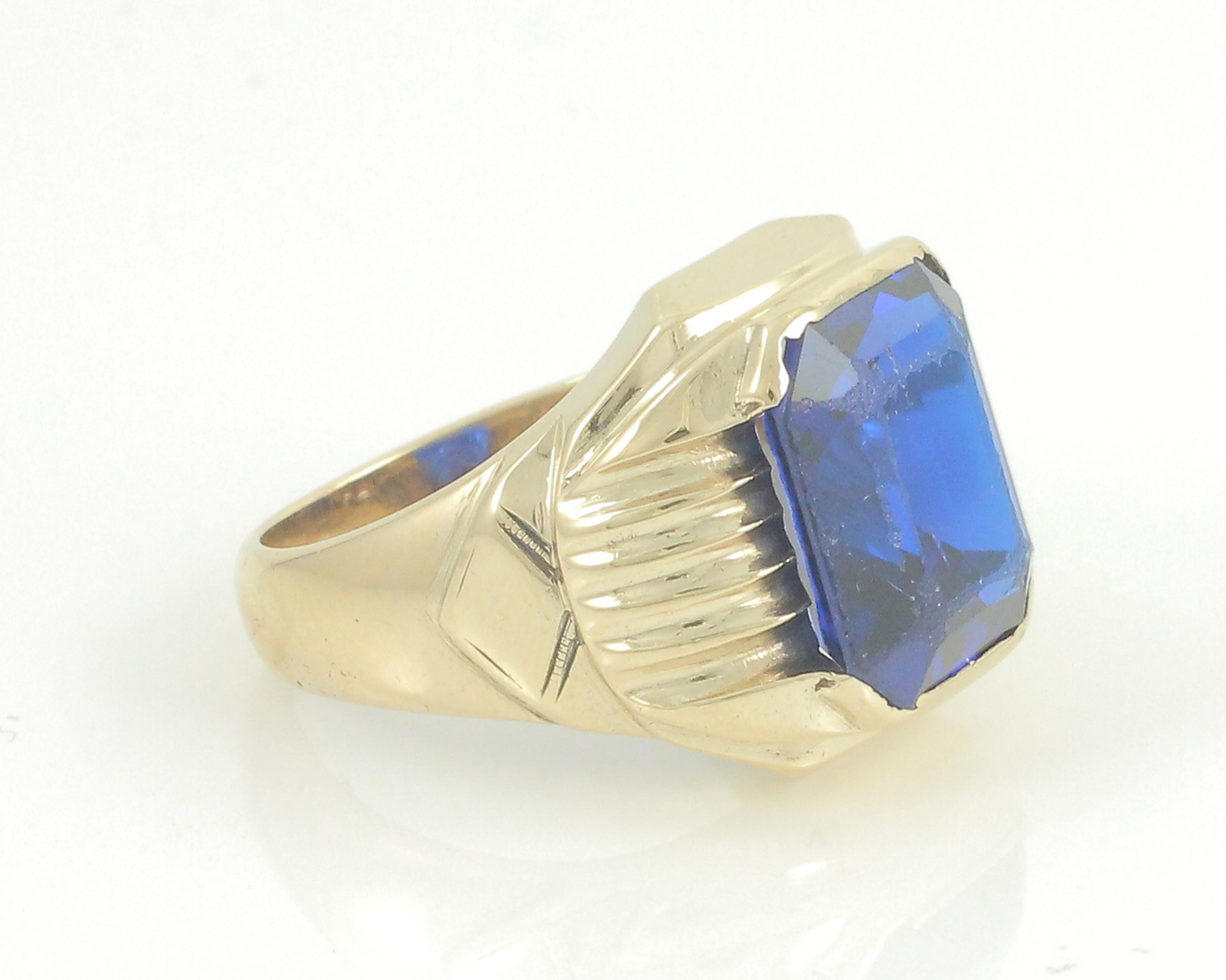 Vintage 10K Gold Lab Created Spinel Ring, Vintage Solid 10K Created ...