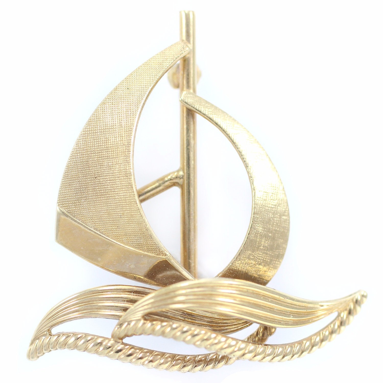 Vintage Van Dell Sail Boat Brooch, 1940s 14K Gold Filled Sailboat Pin ...