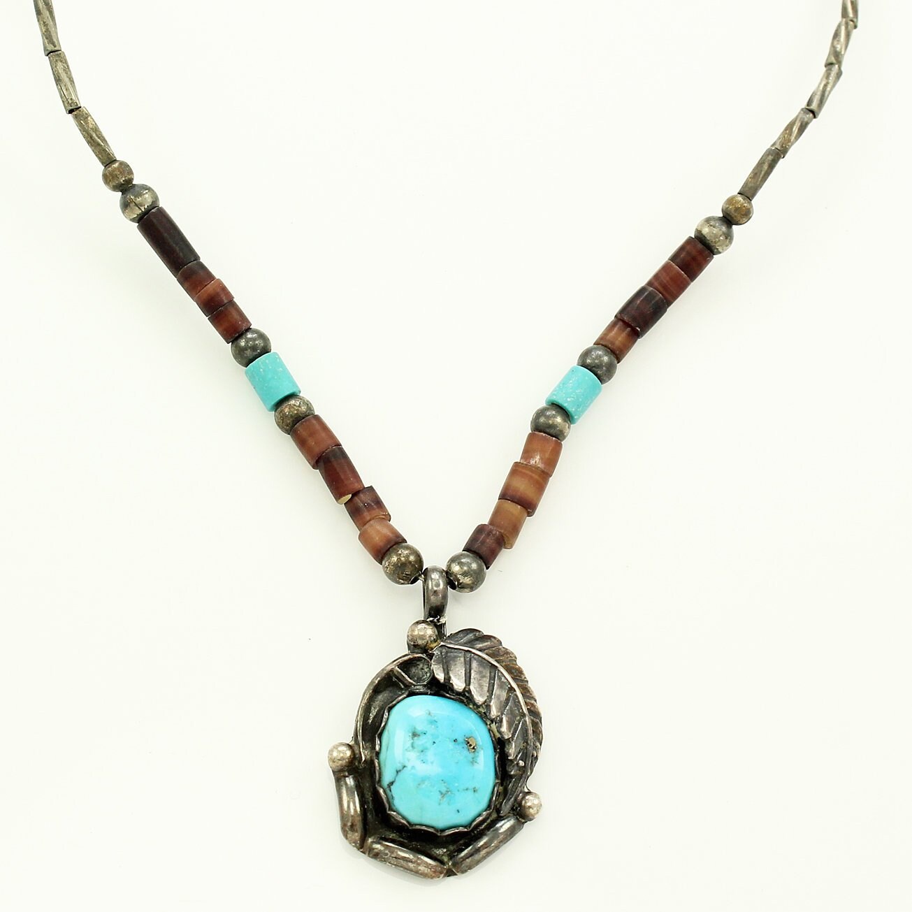 Vintage Southwestern Sterling Turquoise Pendant Heishe Liquid Silver ... Vintage Southwestern Sterling Turquoise Pendant Heishe Liquid Silver ...