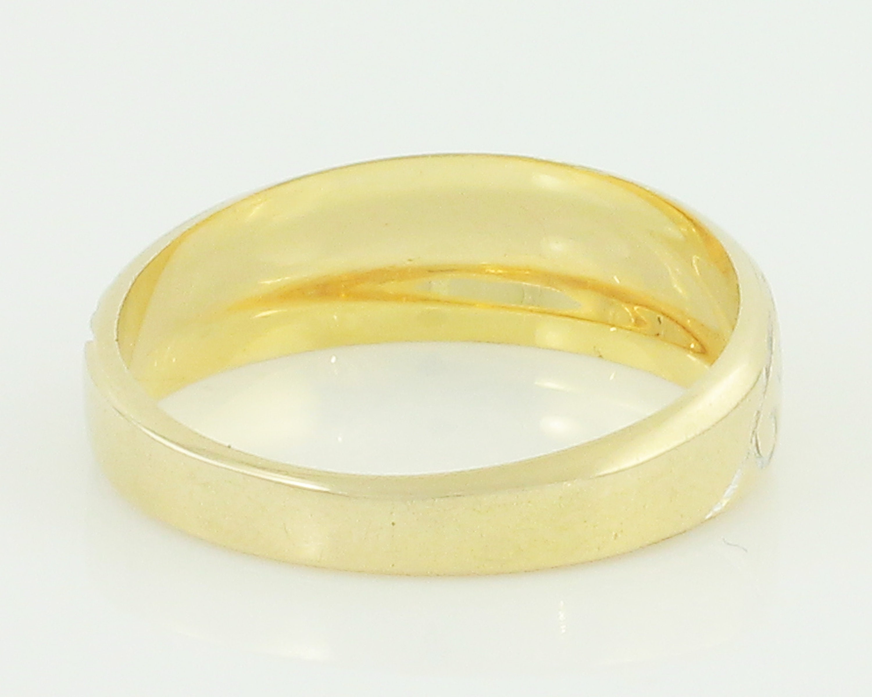 10K Engraved Scrolled Wedding Band - 1960s Yellow and White Gold ...