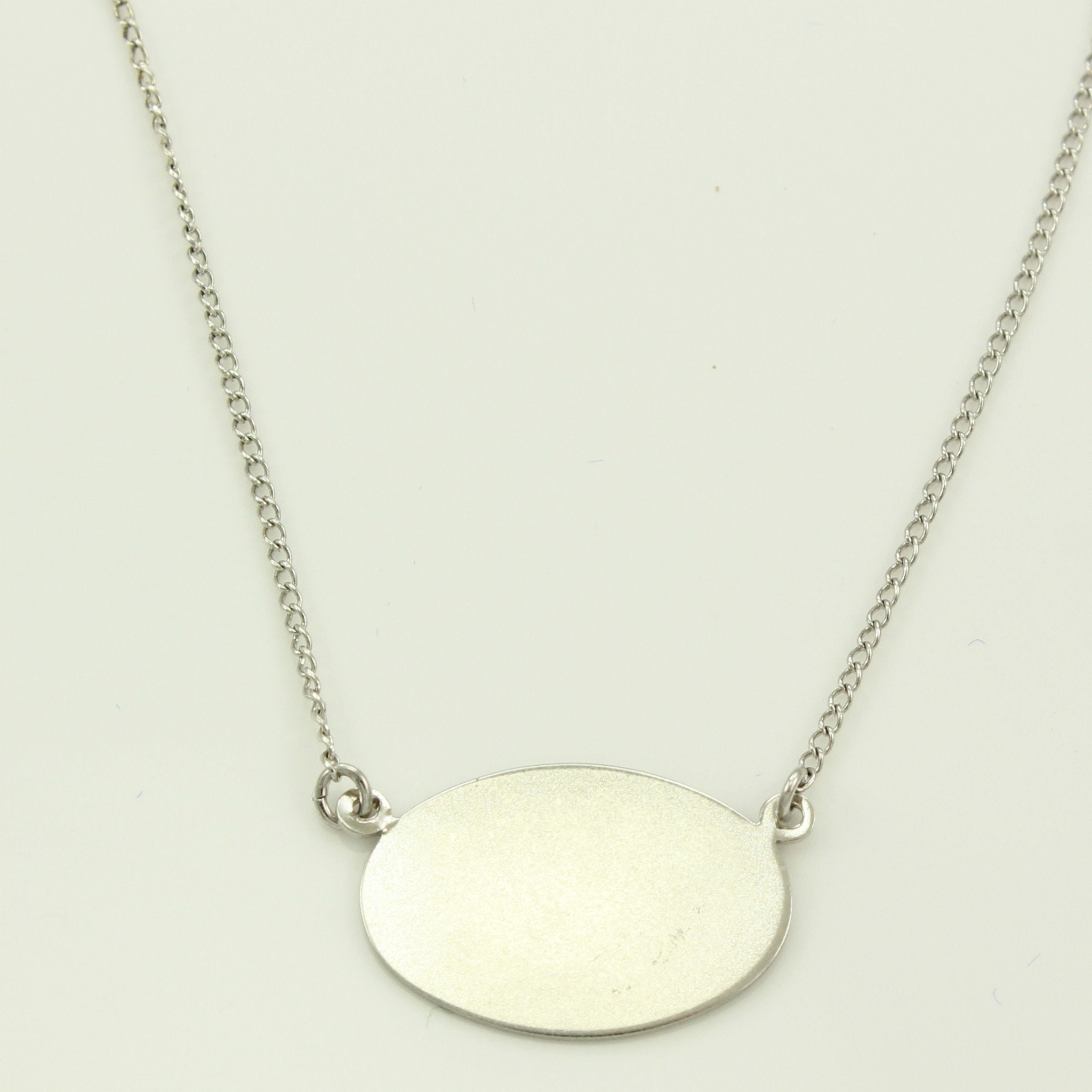 Sterling Monogram Necklace - Vintage Ballou Silver Engravable Oval Disk ...