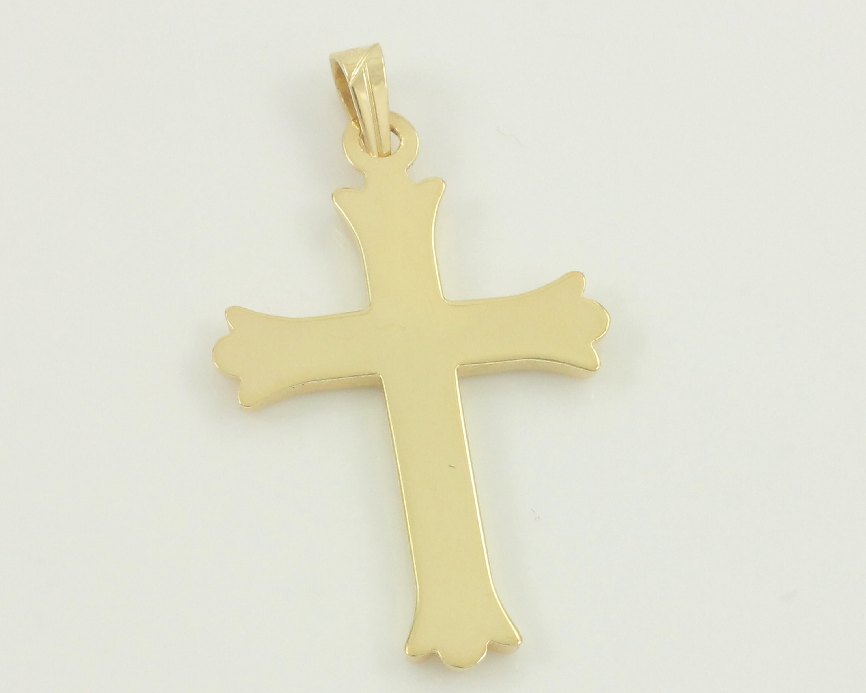 Vintage 14K Cross Necklace, 14K Gold Engraved Cross Necklace Pendant ...