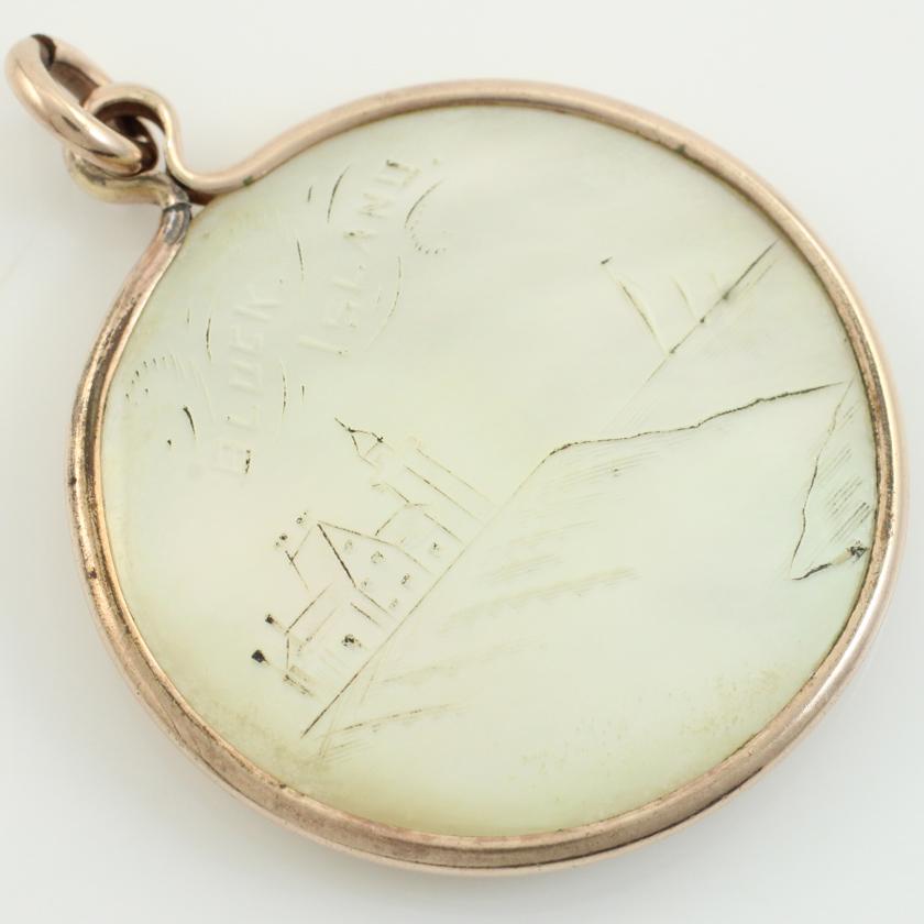 Antique Block Island Watch Fob, Victorian Engraved Mother of Pearl Fob ...